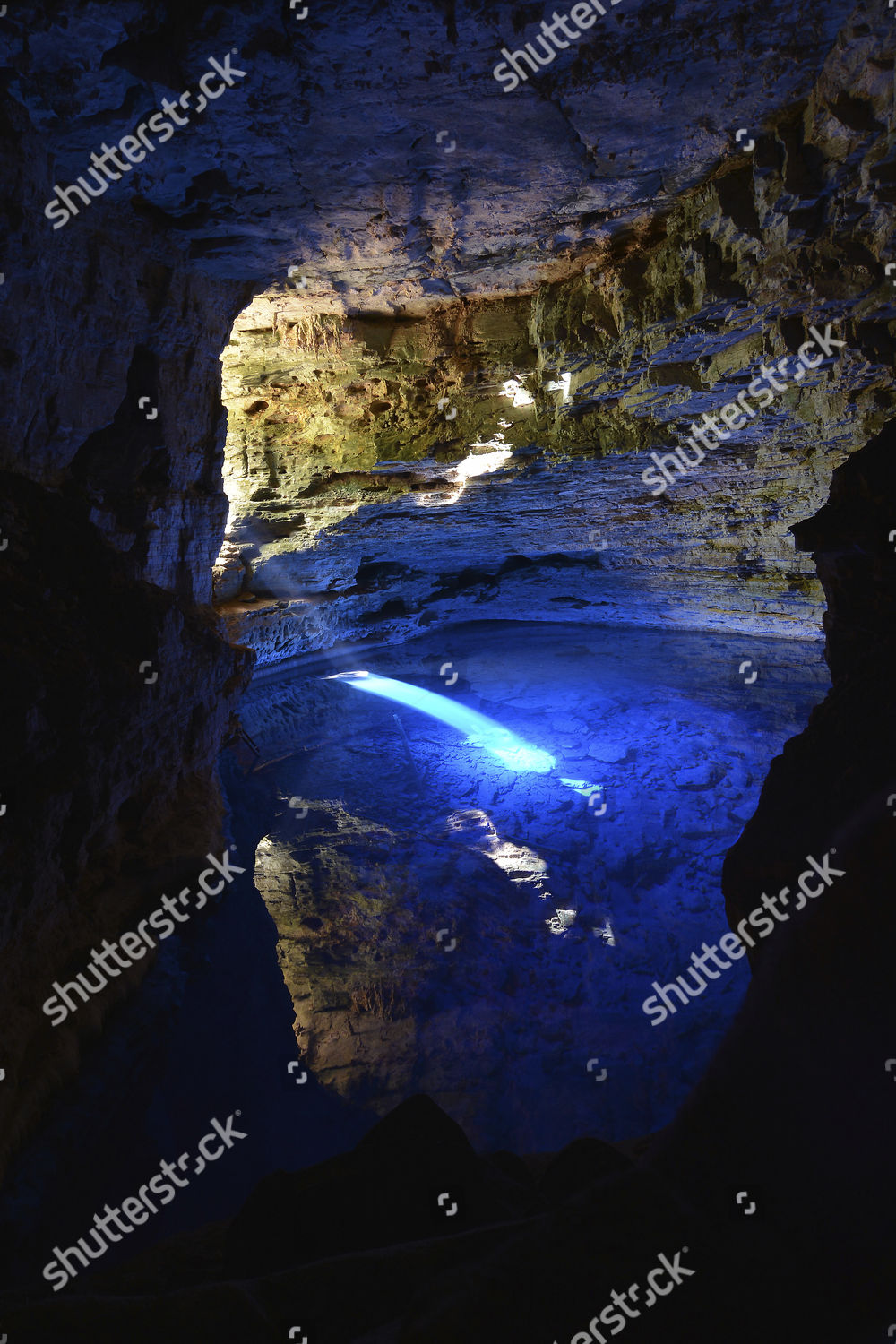 Poco Encantado Cave Light Beams Chapada Editorial Stock Photo - Stock ...
