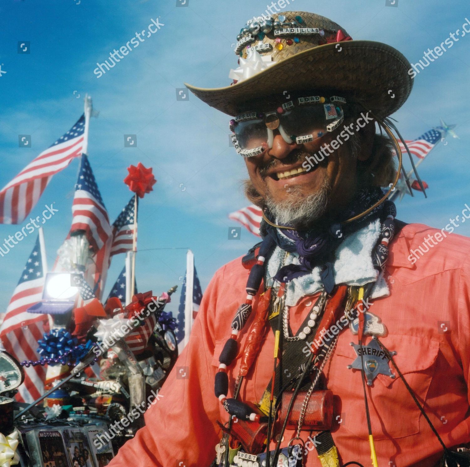 Man Trolley Covered Flags Cowboy Hat Editorial Stock Photo - Stock ...