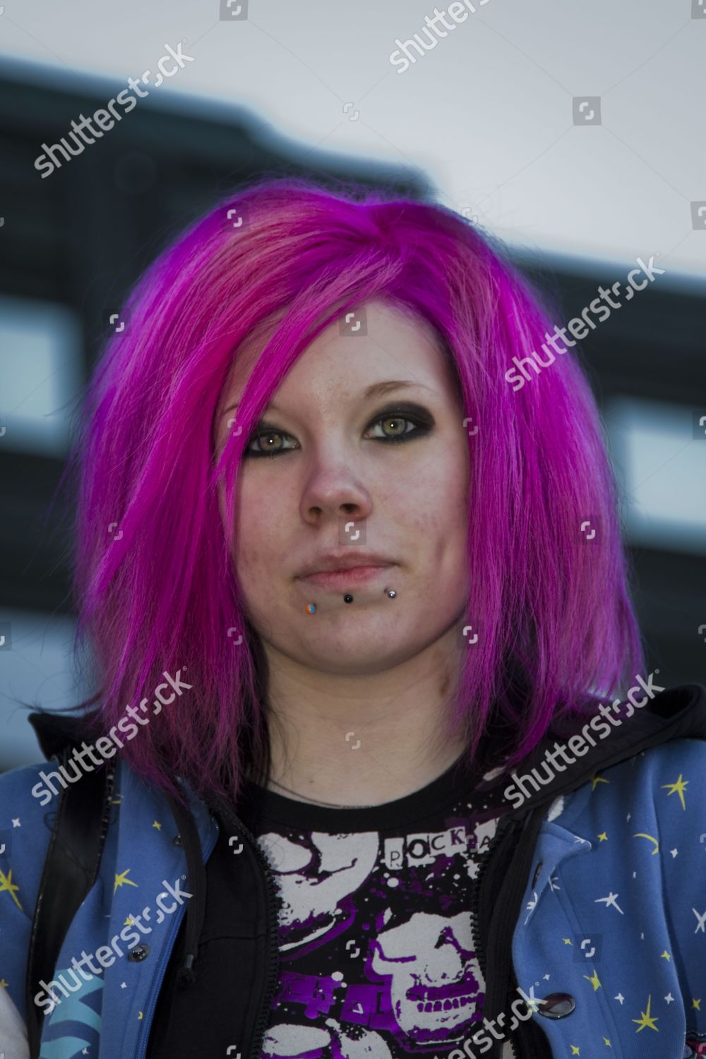 Emo Girl Pink Hair Piercings Helsinki Editorial Stock Photo - Stock ...