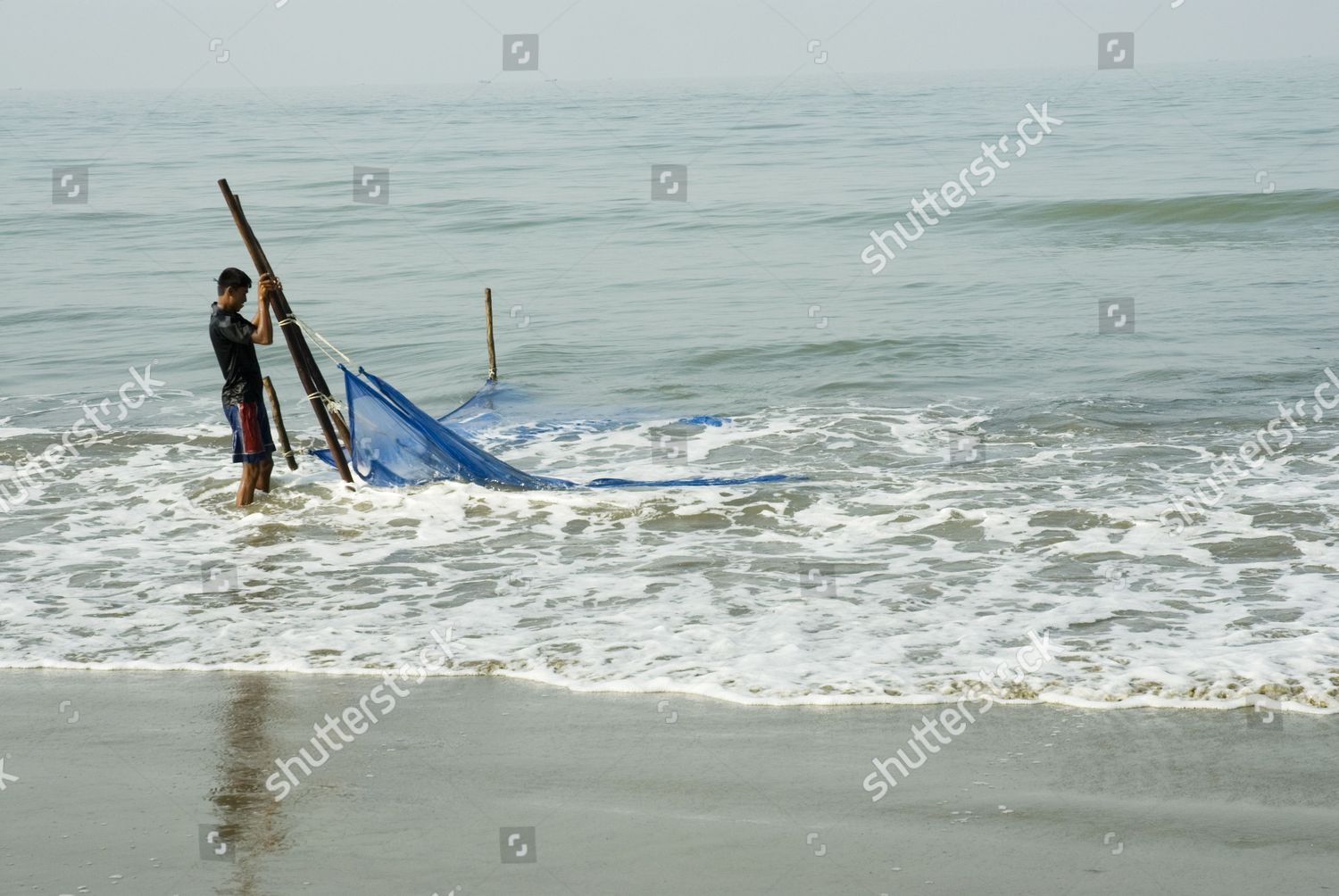 Shrimp Fry Collectors Fisherman Put Nets Editorial Stock Photo - Stock ...