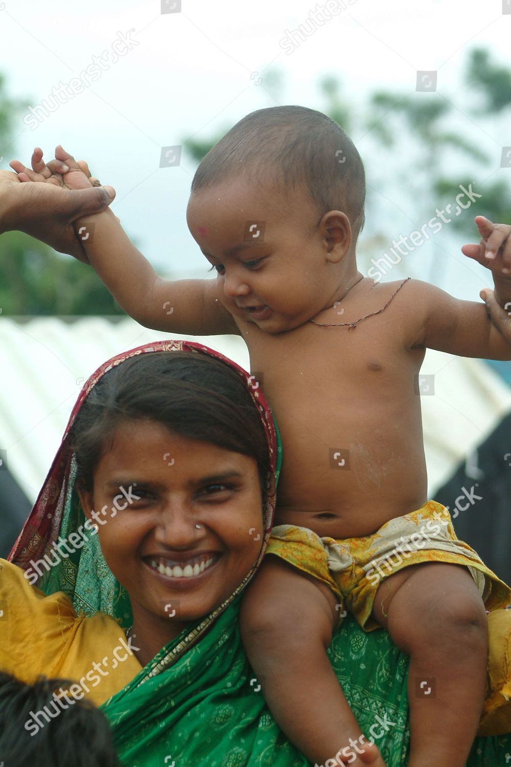 Portrait Smiling Mother Her Child Flood Editorial Stock Photo - Stock ...