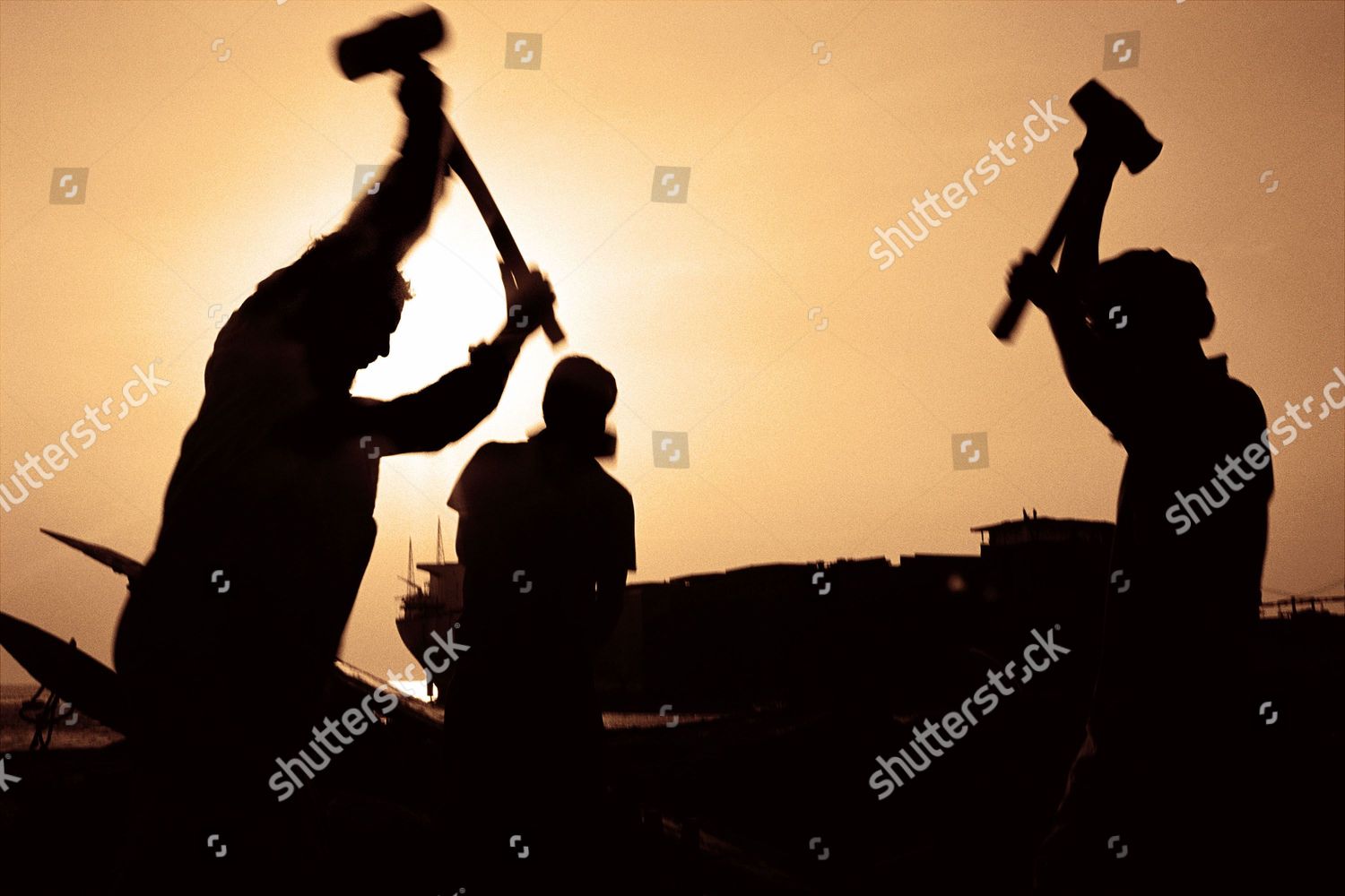 Labourers Using Hammer Chistel Break Parts Editorial Stock Photo ...