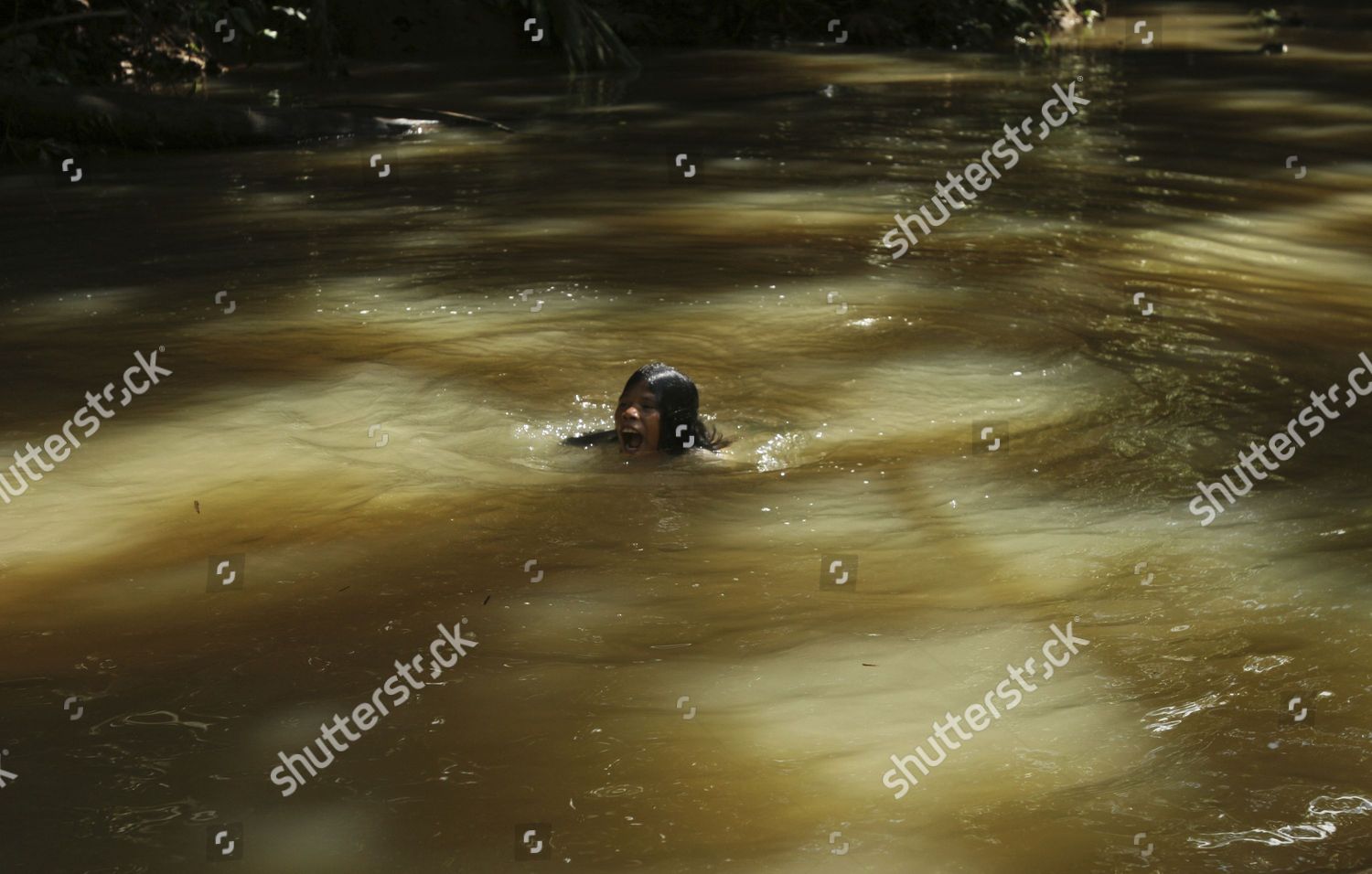 Woman Ethnic Huaorani Community Bathing River Editorial Stock Photo ...