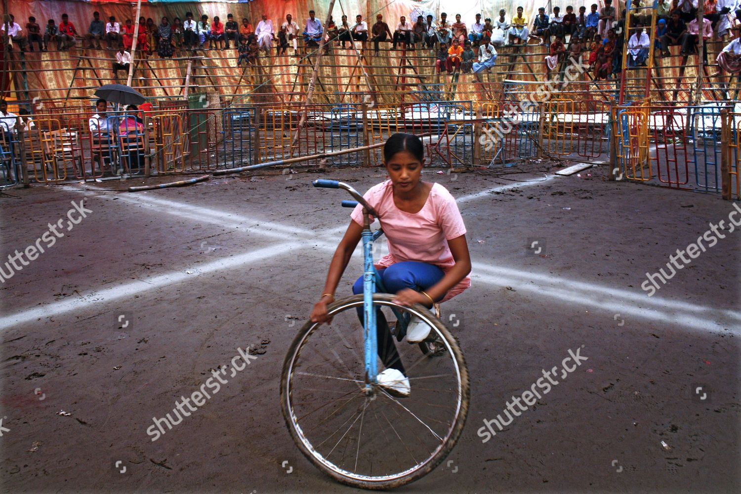Woman Performs Acrobatics Bicycle Circus Show Editorial Stock Photo ...