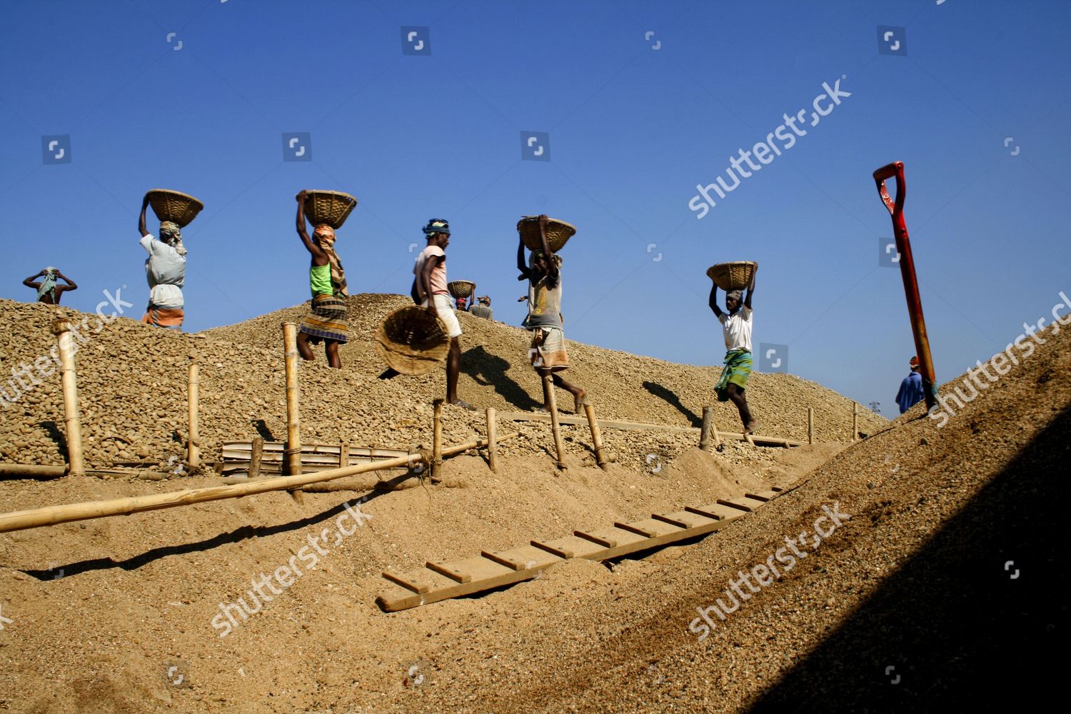 Men Unloading Stones Ship On Bank Editorial Stock Photo - Stock Image ...