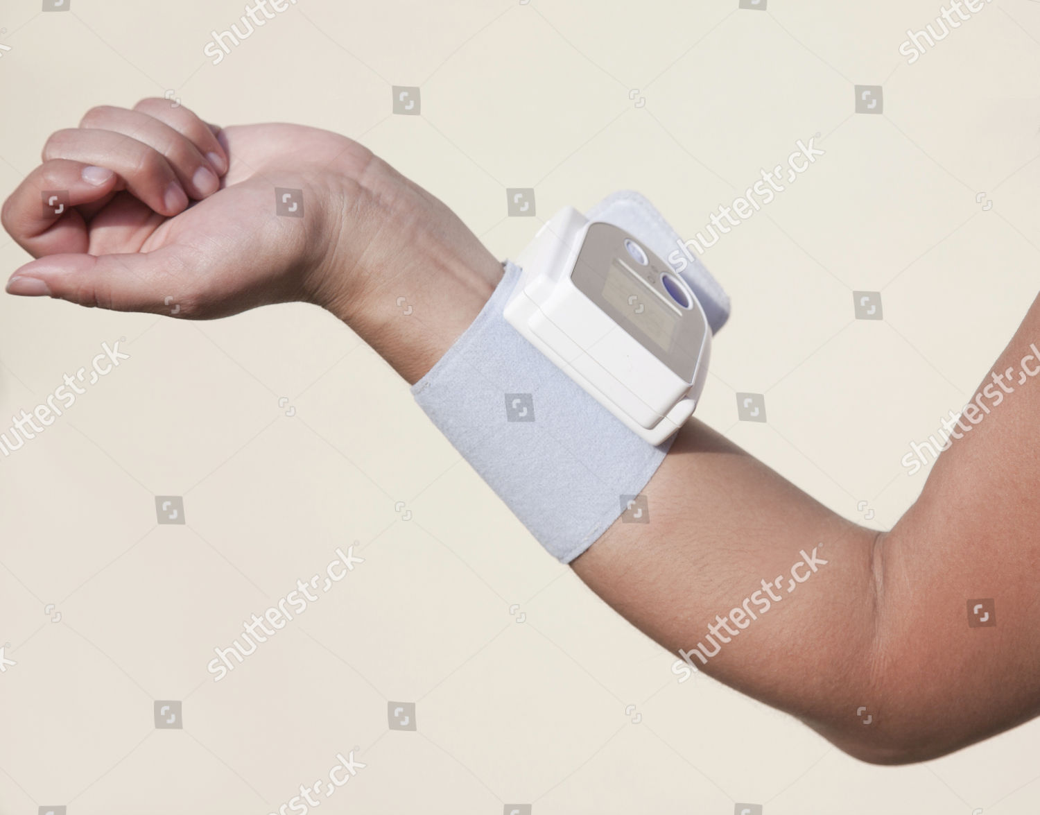 Forearm Woman Attached Blood Pressure Monitor Editorial Stock Photo ...