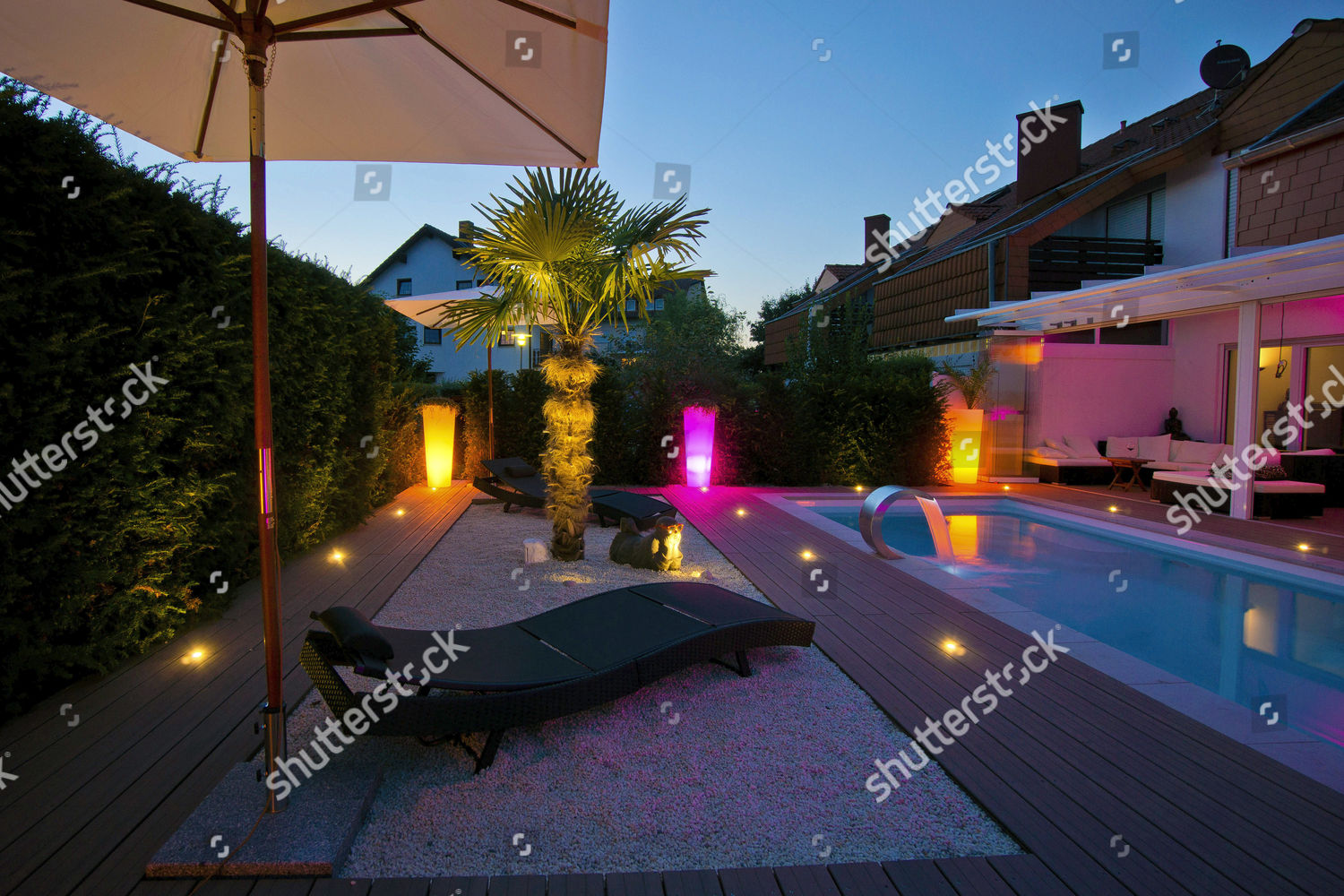 Private Garden Pool Terrace Palm Tree Editorial Stock Photo - Stock ...