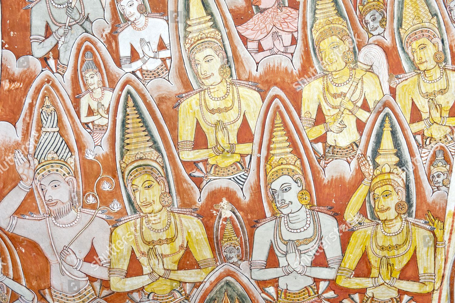 Colourful Wall Painting Fresco Praying Gods Editorial Stock Photo ...