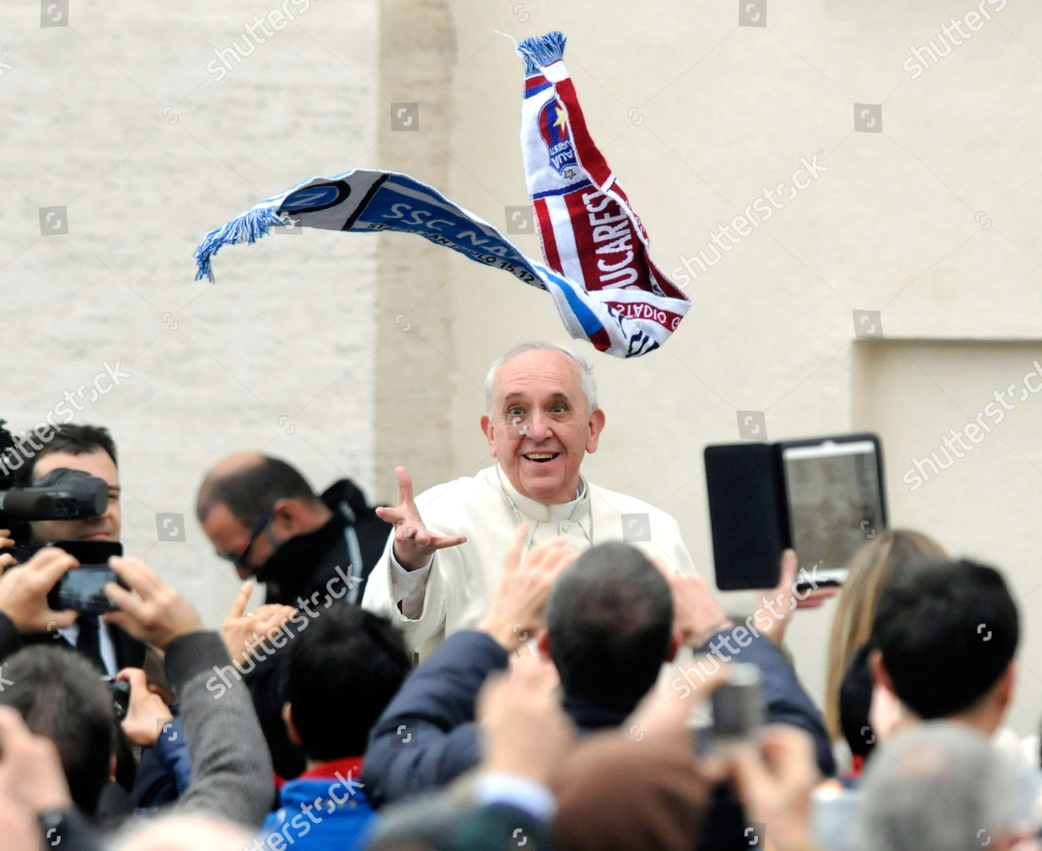 Pope Francis Has Scarf Thrown Towards Editorial Stock Photo - Stock ...