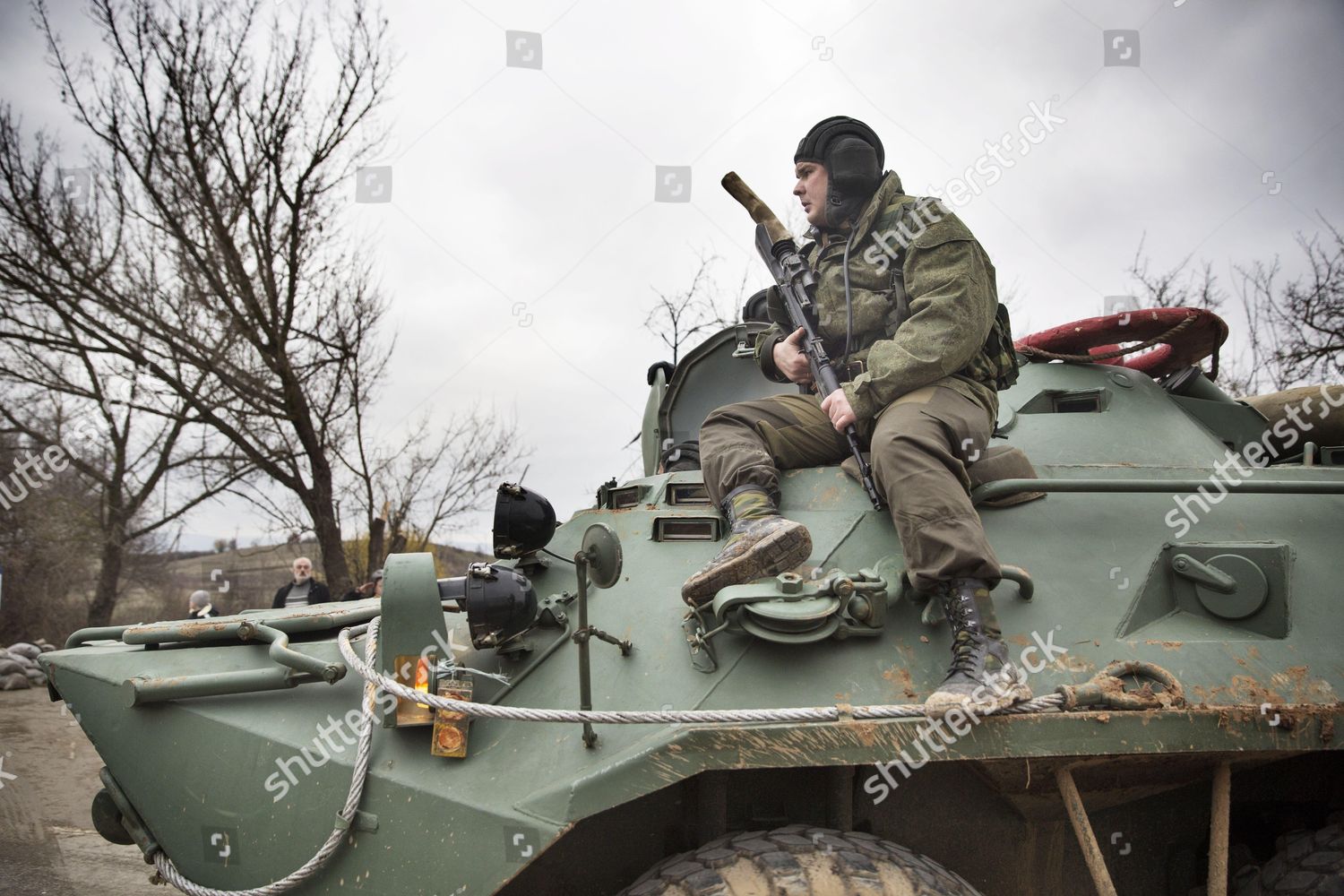 Russian Armoured Car Passes Through Roadblock Editorial Stock Photo ...