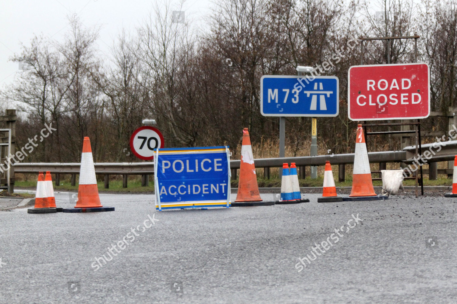 Police Accident Road Closed Signs M73 Editorial Stock Photo - Stock ...