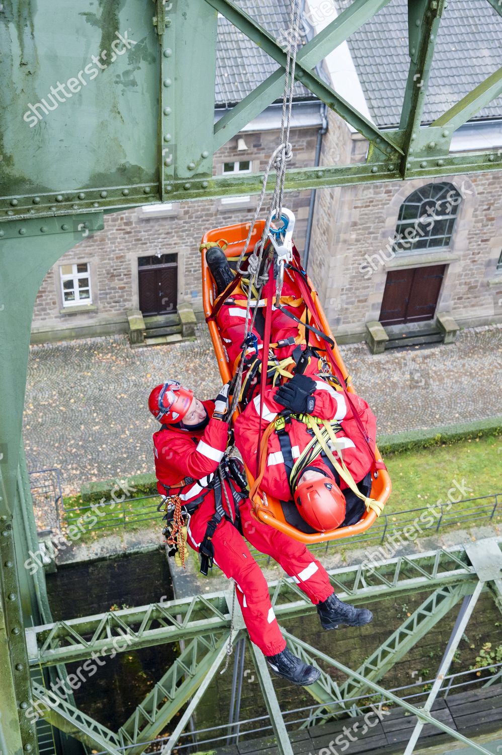 Firefighters Practicing Rescue Heights On Old Editorial Stock Photo ...