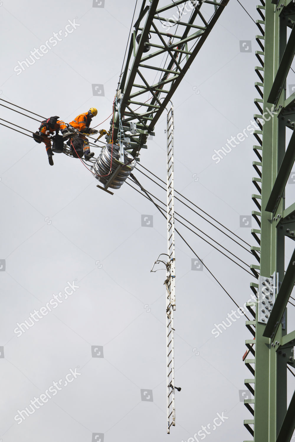 Model Released Overhead Transmission Cable Installers Editorial Stock ...