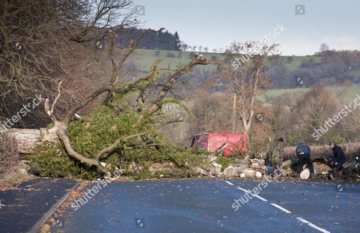 Clearing Fallen Tree Road After Being Editorial Stock Photo - Stock ...