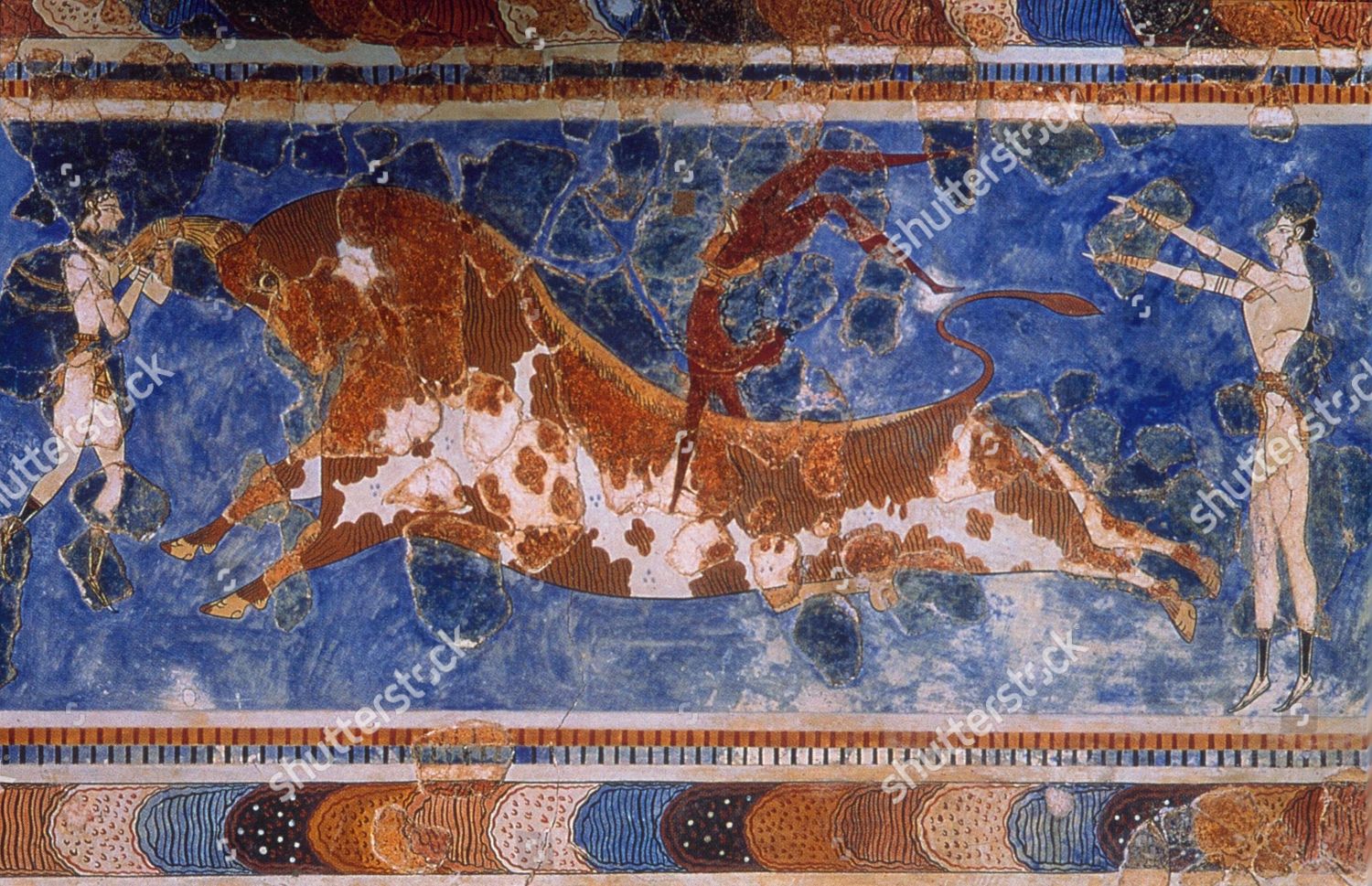 Columns Mosaics Frescoes Knossos Crete Editorial Stock Photo - Stock ...