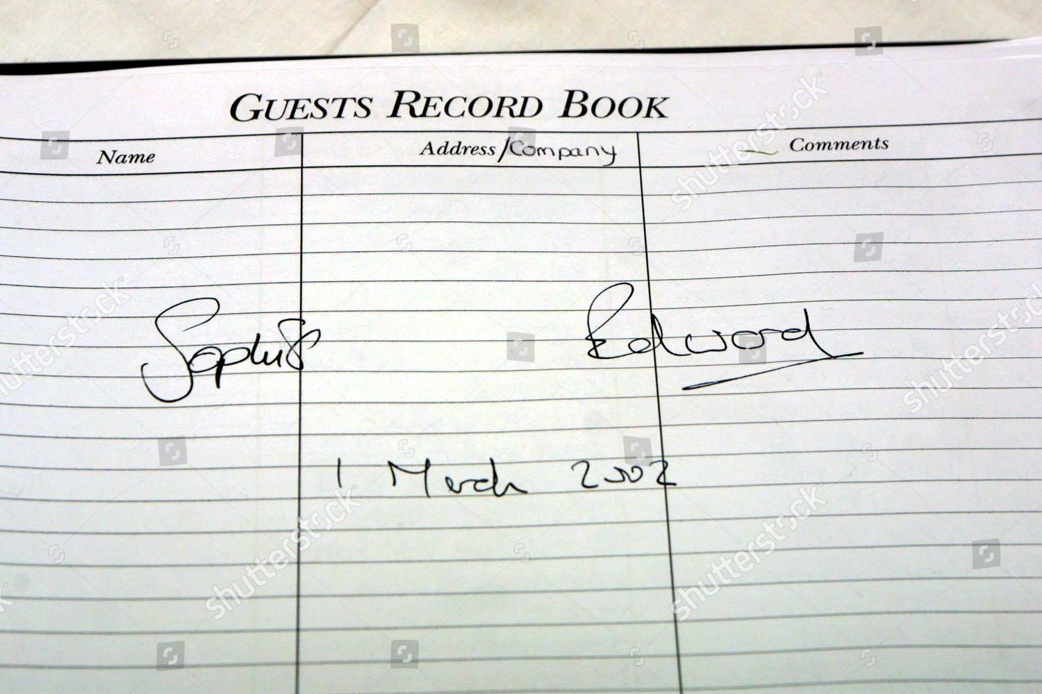 Signatures Prince Edward Sophie Countess Wessex Editorial Stock Photo ...