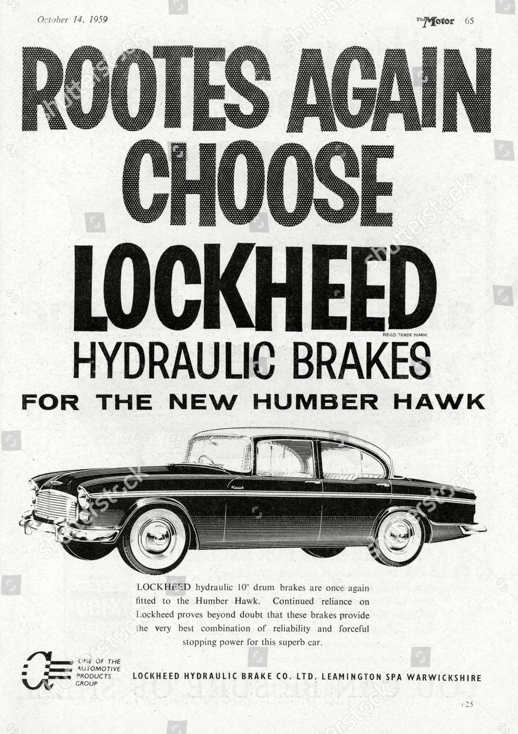 1959 Humber Hawk 19571967 Lockheed Brakes Editorial Stock Photo - Stock ...