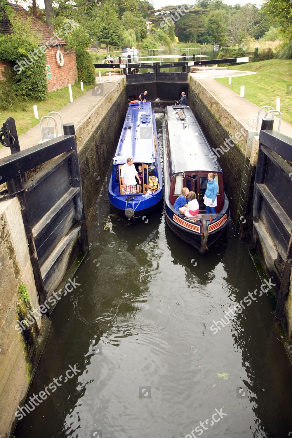 Navigating Narrow Boat Lock River Avon Editorial Stock Photo - Stock ...