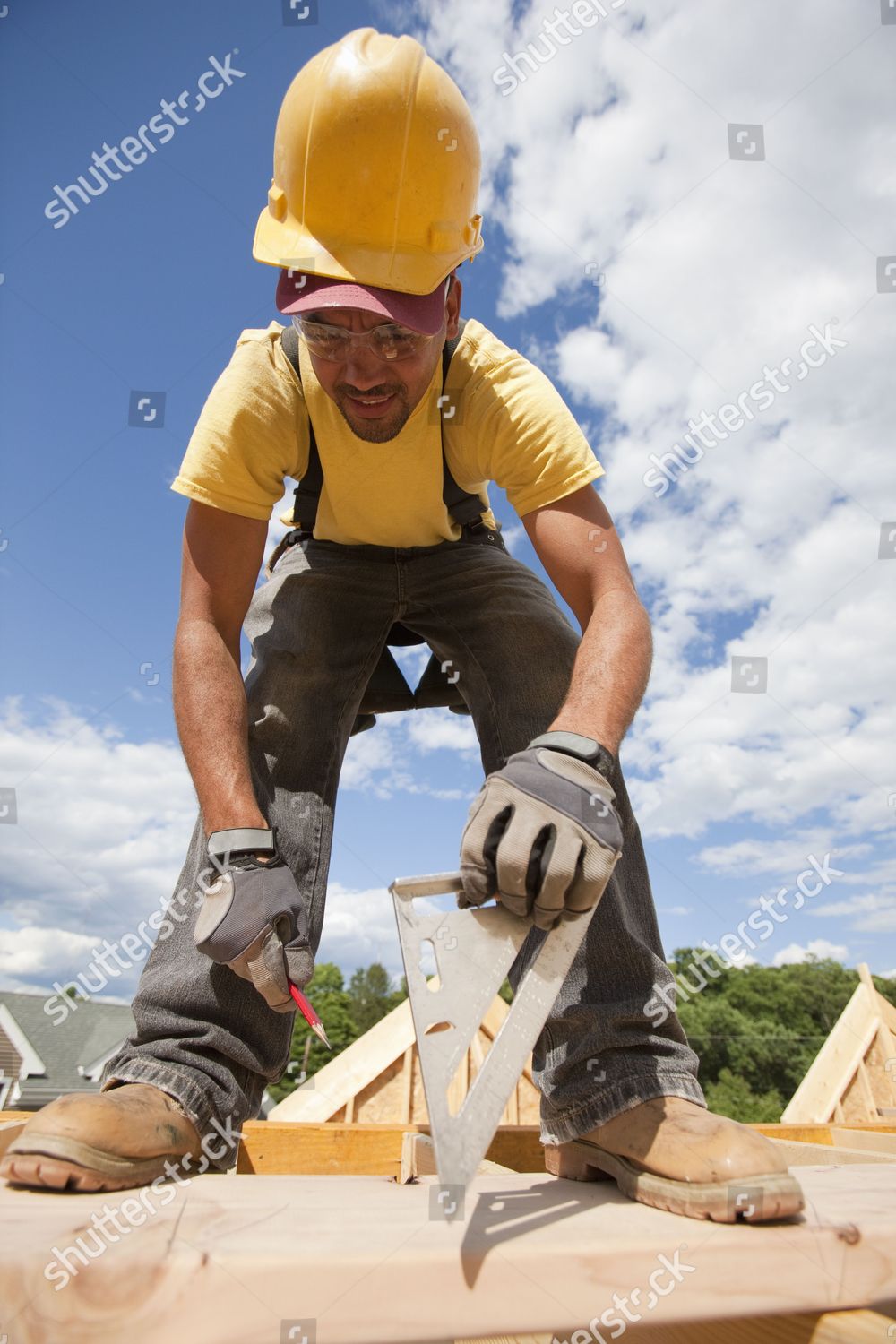 Model Released Carpenter Marking Spacing Rafters Editorial Stock Photo ...