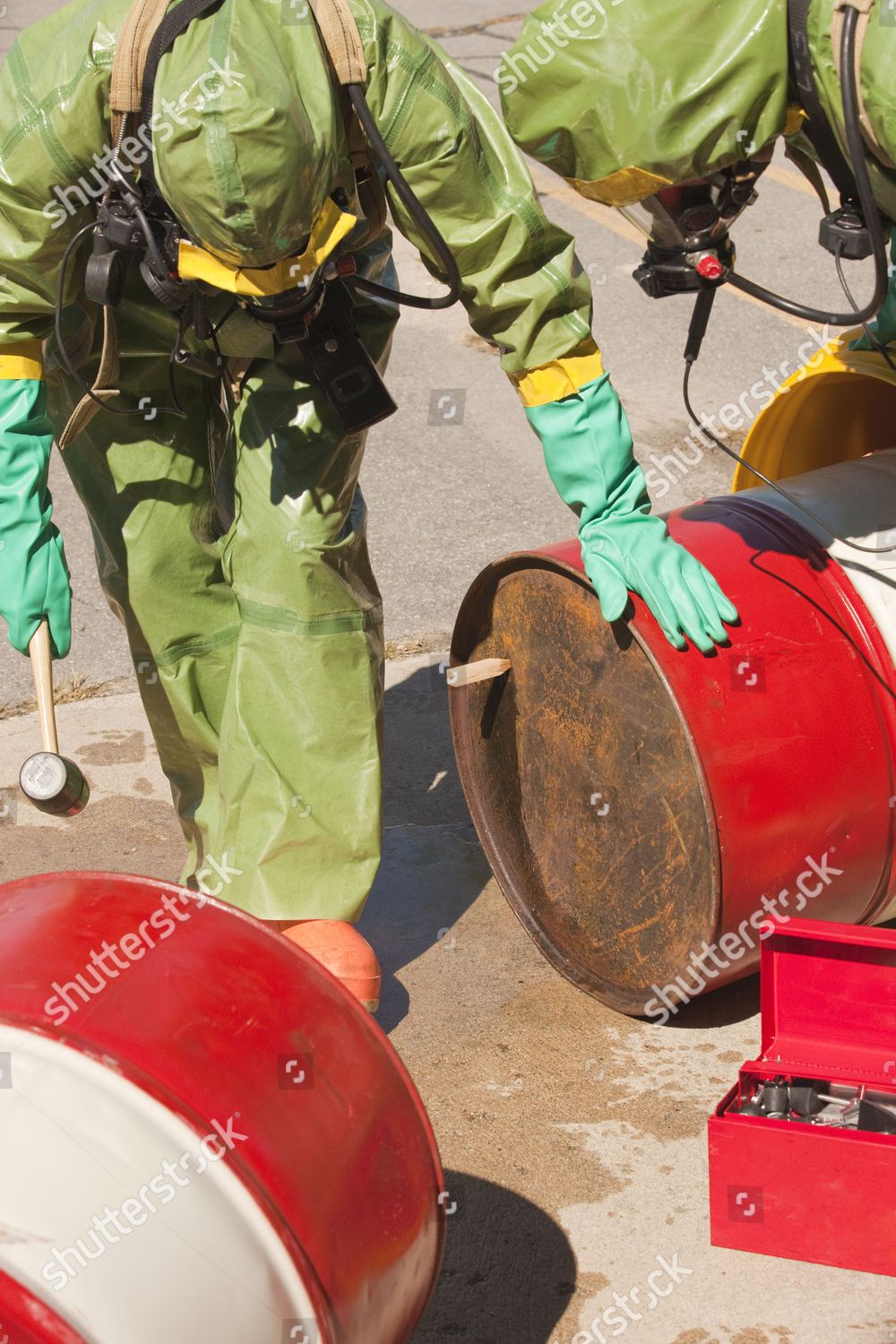 Model Released Hazmat Firefighters Plugging Drum Editorial Stock Photo ...