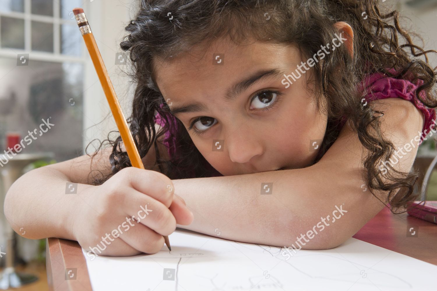 Model Released Portrait Hispanic Girl Drawing Editorial Stock Photo ...