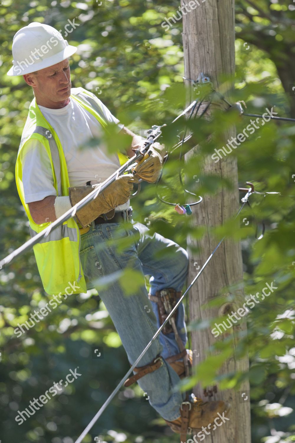 Model Released Lineman On Pole Working Editorial Stock Photo - Stock ...