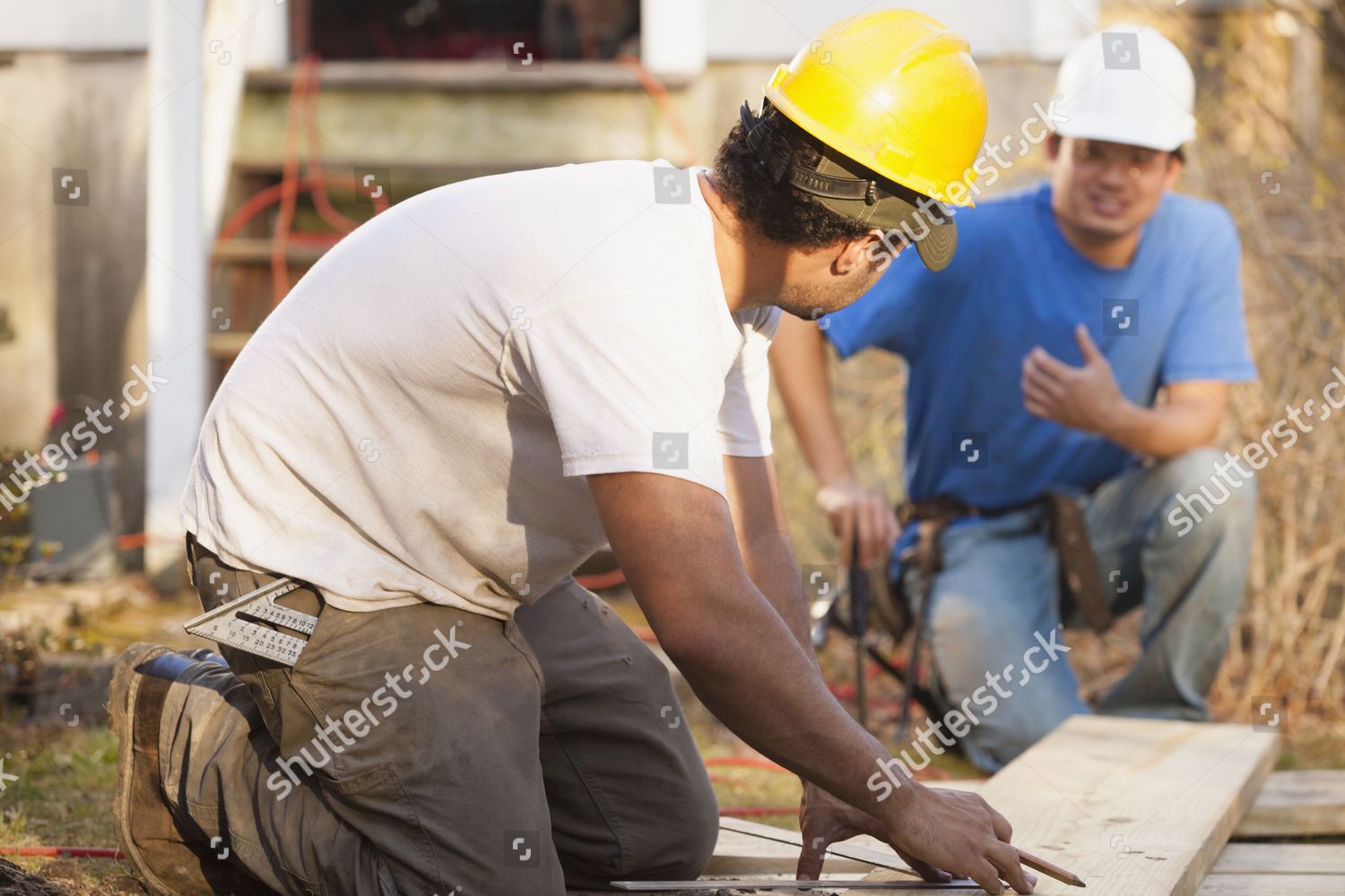 Model Released Carpenters Using Square Mark Editorial Stock Photo ...
