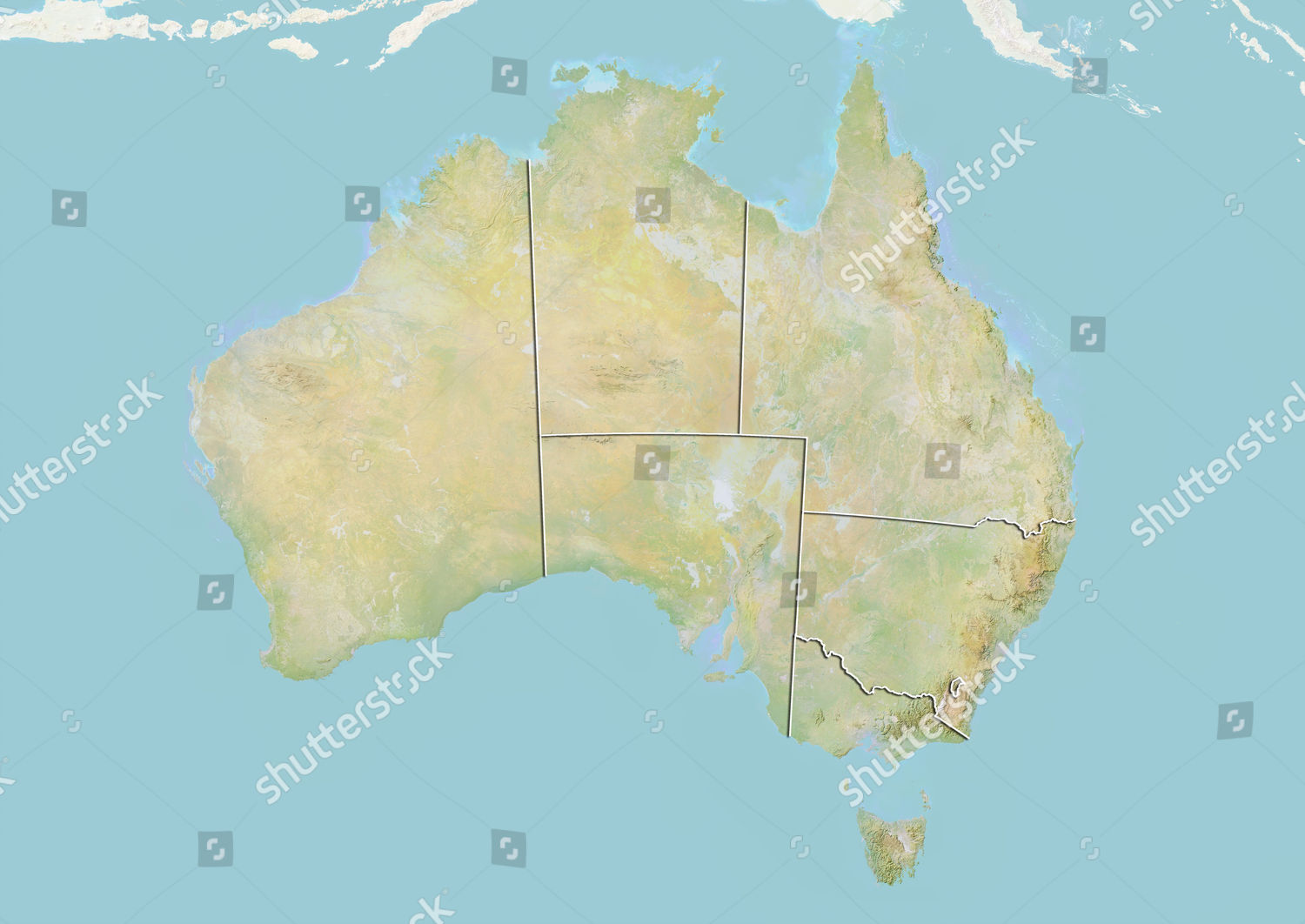 Relief Map Australia Boundaries States This Editorial Stock Photo ...