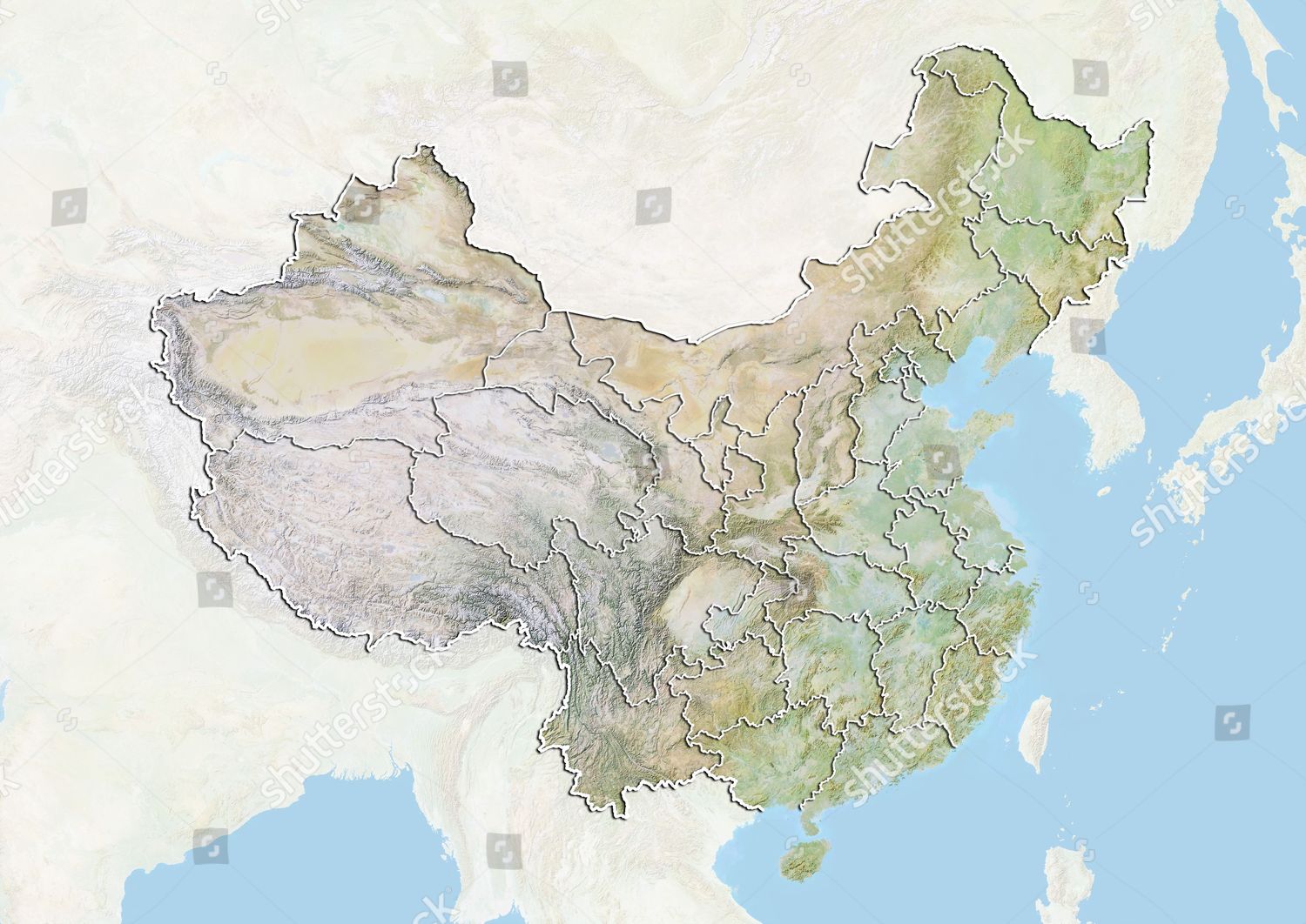 Relief Map China Boundaries Provinces This Editorial Stock Photo ...