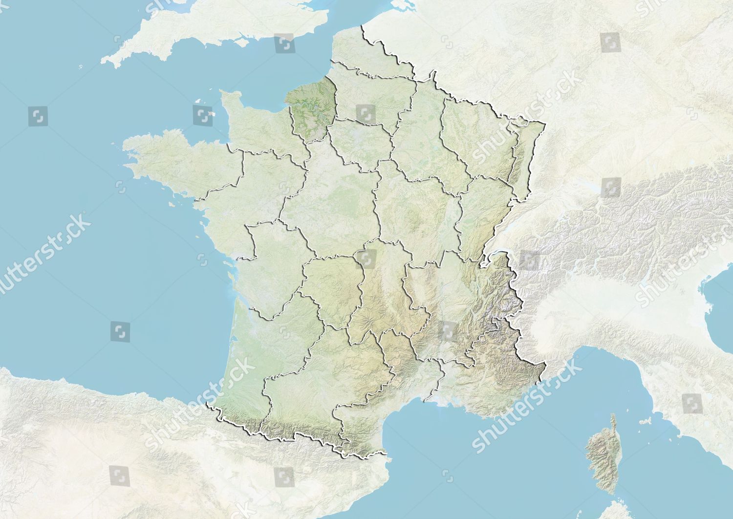 Relief Map France Showing Region Upper Editorial Stock Photo - Stock ...