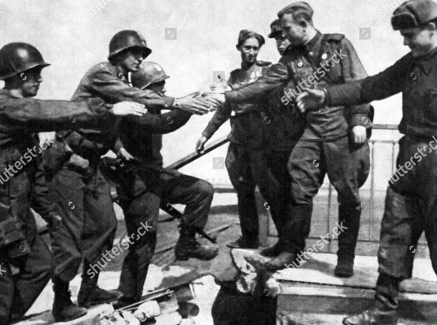 April 25 1945 Soviet American Troops Editorial Stock Photo - Stock ...