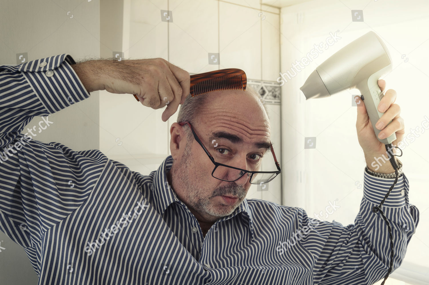 Model Released Bald Man Comb Hair Editorial Stock Photo - Stock Image ...