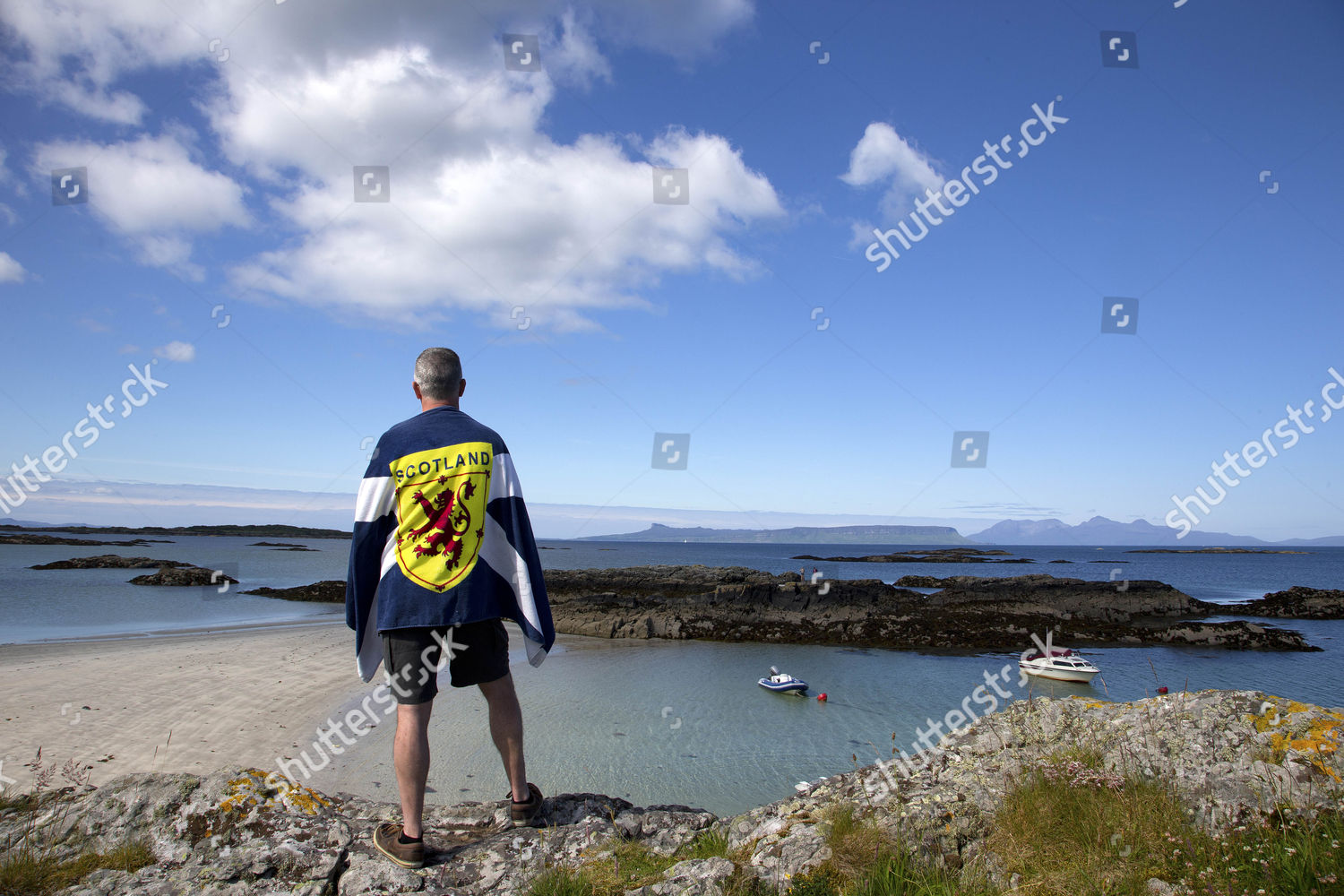 Tourist Looks Over Islands Eigg Rhum Editorial Stock Photo - Stock ...
