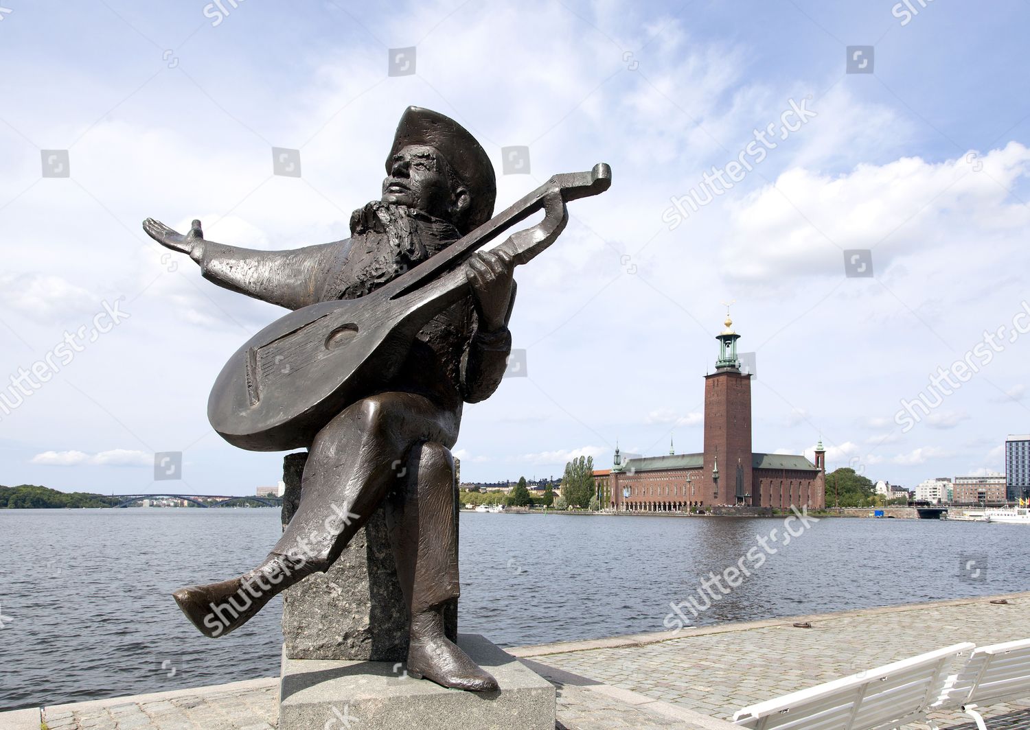 Sculpture Lute Player Front Stockholm City Editorial Stock Photo ...