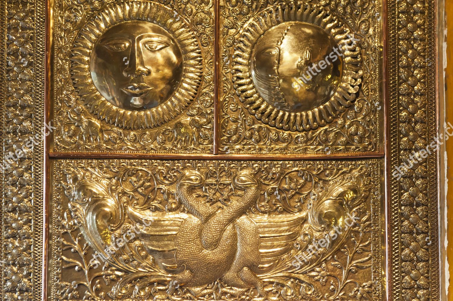 Buddhist Symbols Sun Moon Two Peacocks Editorial Stock Photo - Stock ...