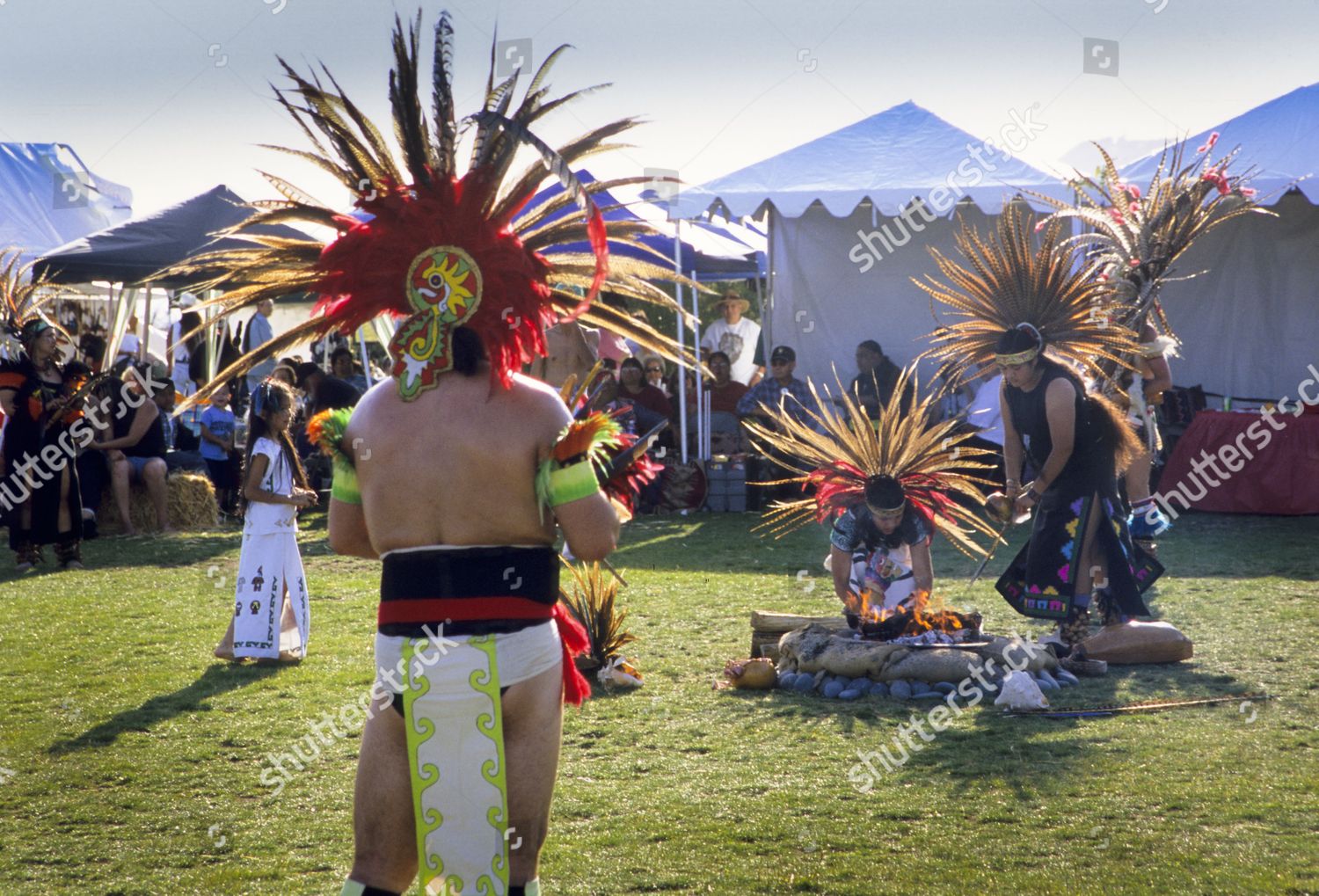 Traditional Aztec Dancers Children Gather Around Editorial Stock Photo ...