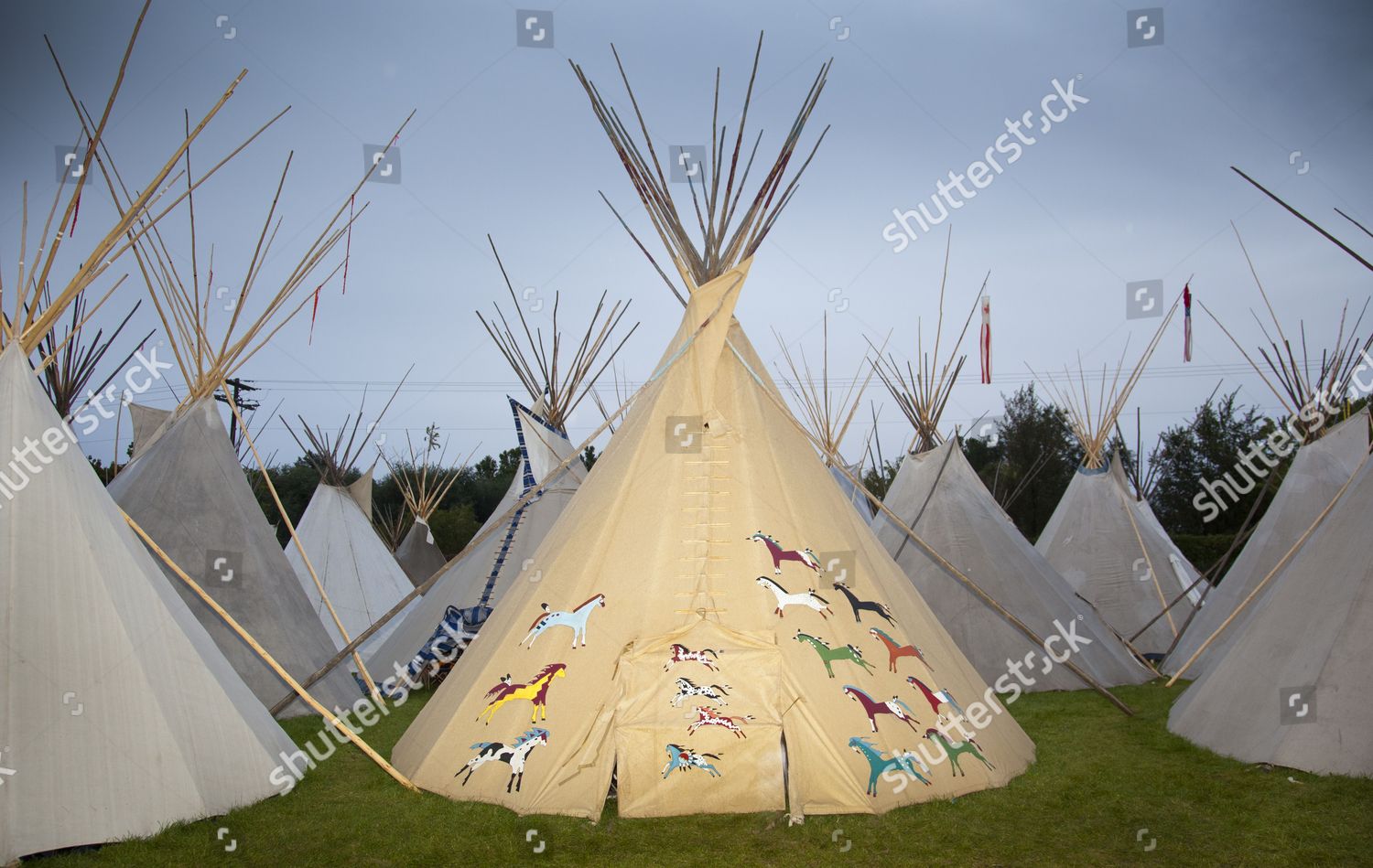 Oneofakind Painted Tipi Set Inside American Editorial Stock Photo ...
