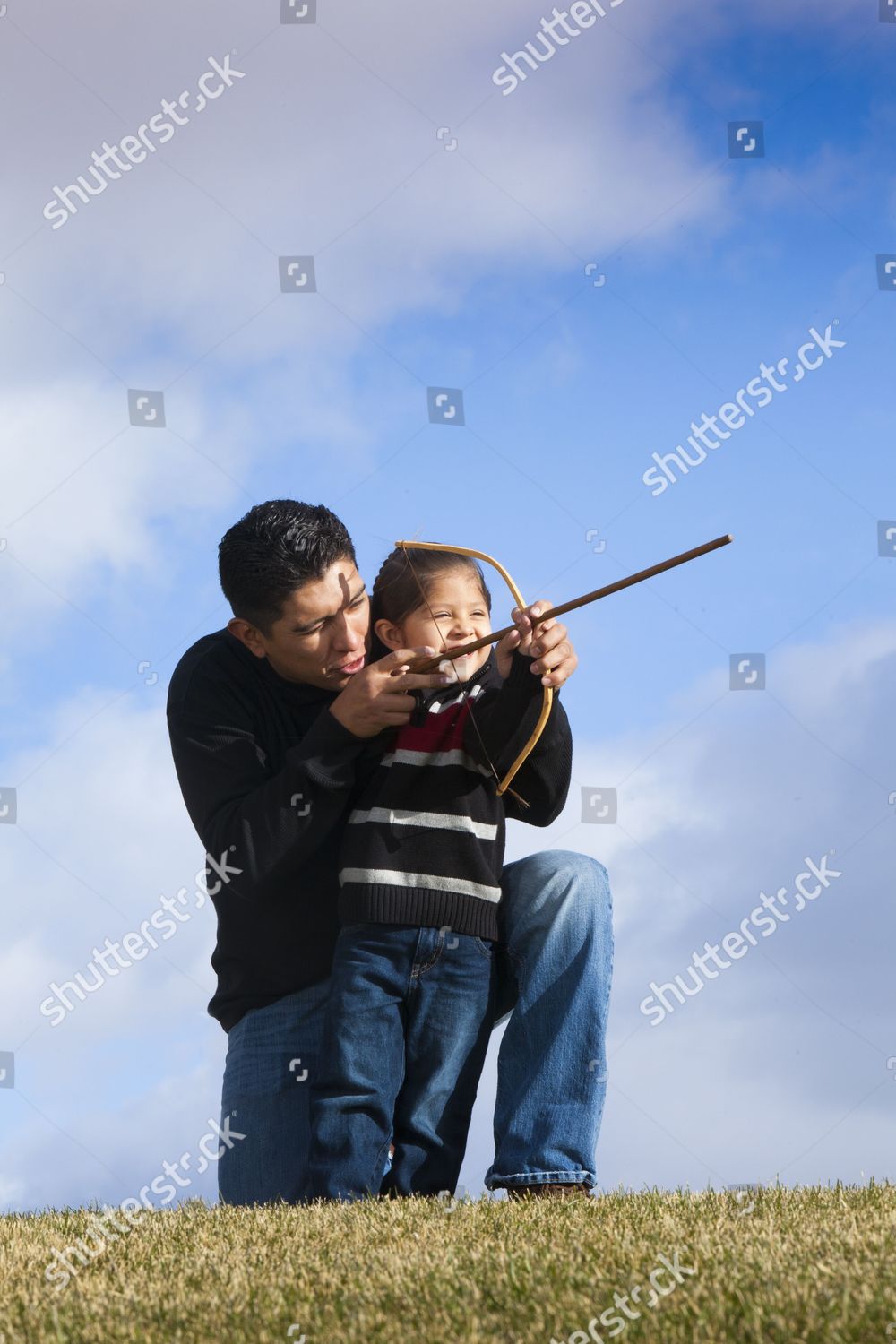 Native American Father Teaches His 3 Editorial Stock Photo - Stock ...