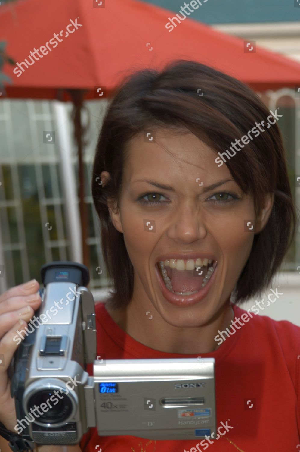 Laughing Woman Video Camera Model Released Editorial Stock Photo ...