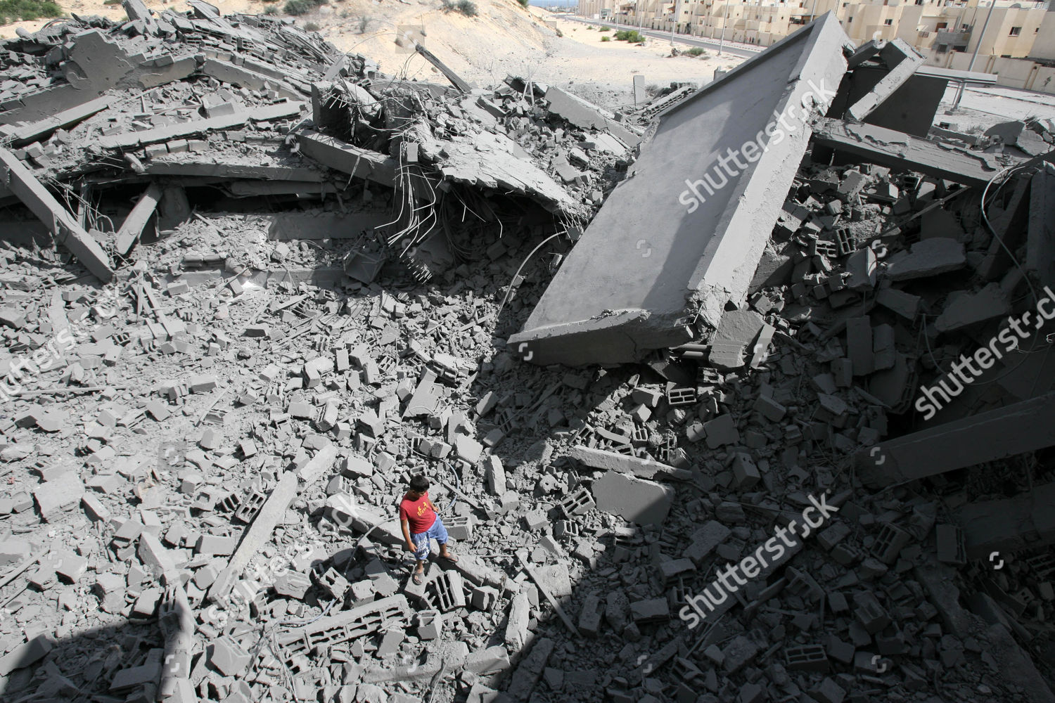 Palestinian Boys Rubble Destroyed Government Prison Editorial Stock ...