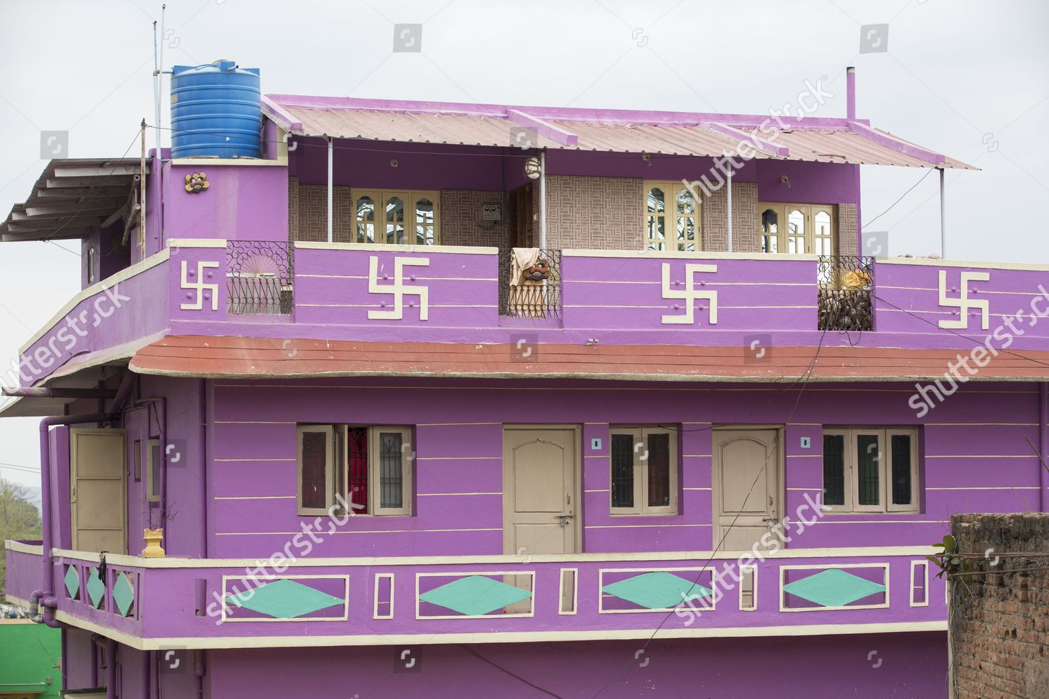 Hindu Symbols On House Near Mysore Editorial Stock Photo - Stock Image ...