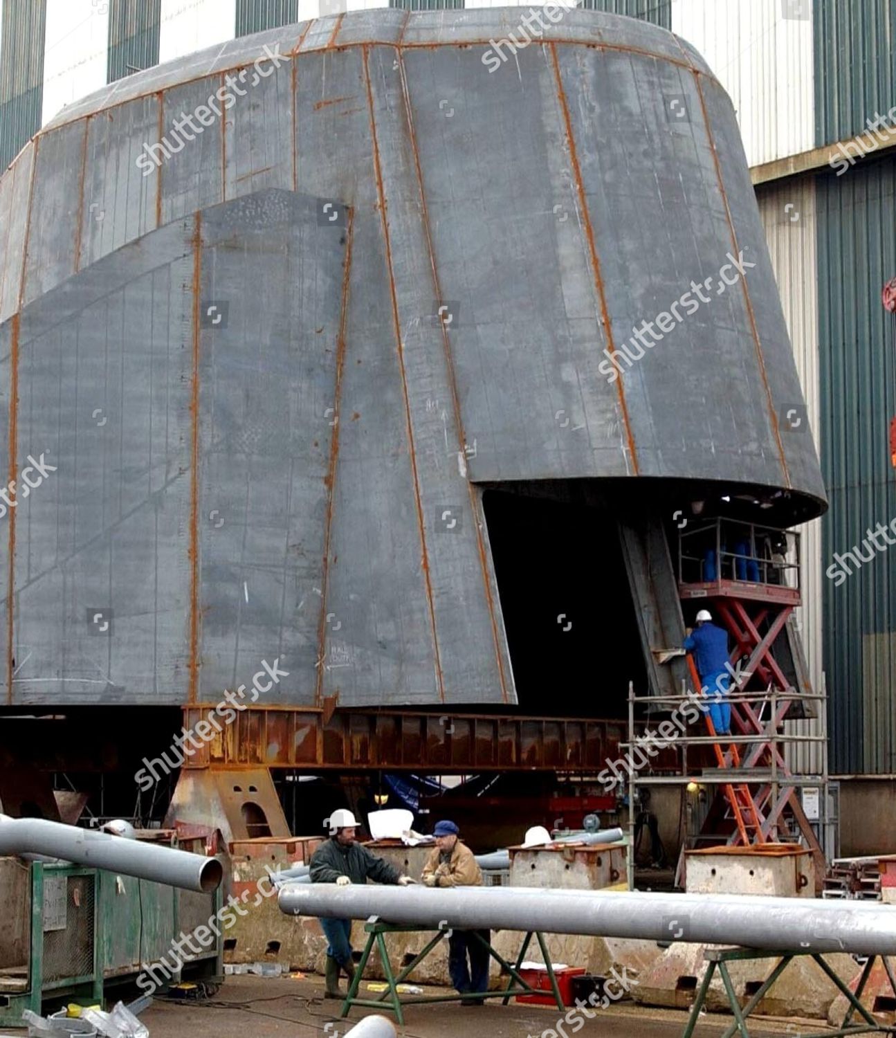 Men Working On Funnel On Dock Editorial Stock Photo - Stock Image ...