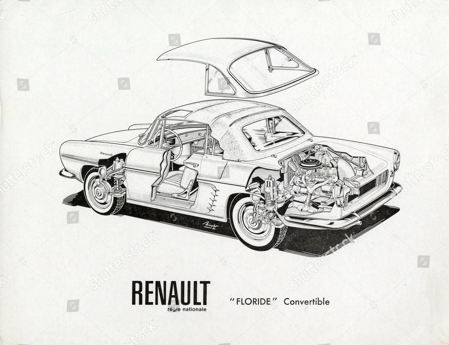 Renault Floride Publicity Drawing Cutaway Car Editorial Stock Photo ...