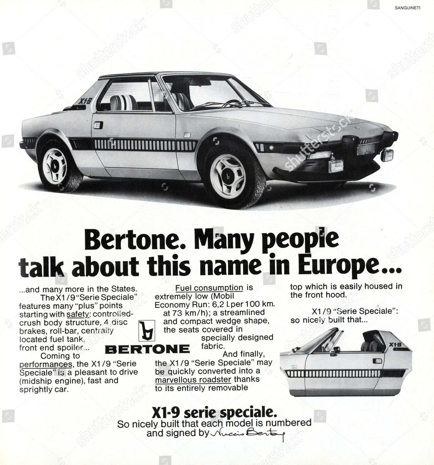 Fiat X19 Original Advert Italian Advert Editorial Stock Photo - Stock ...