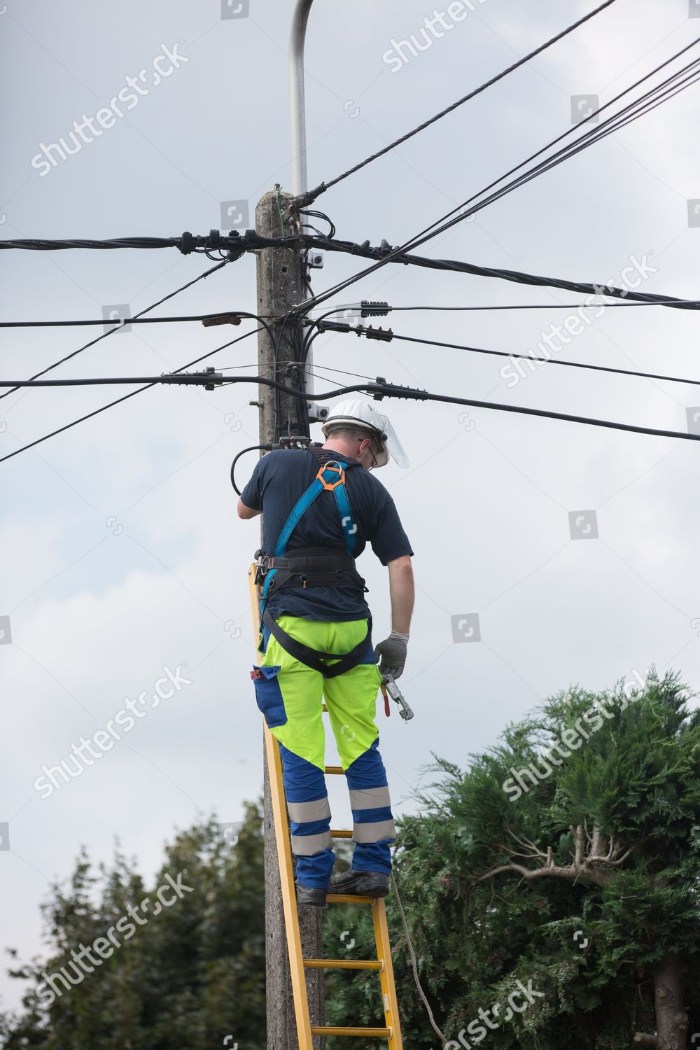 Cable Television Installation Engineer Working Telegraph Editorial ...