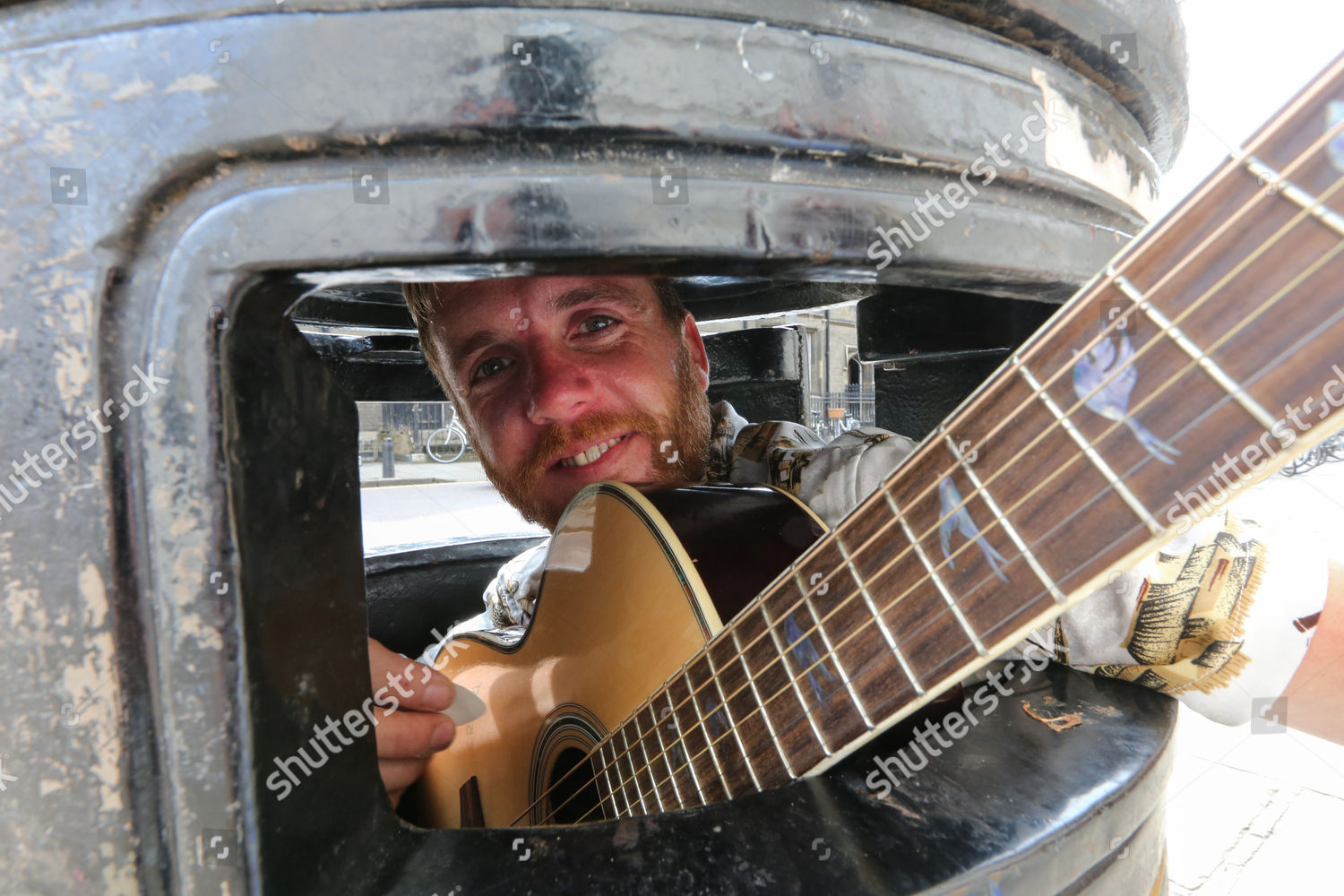 Charlie Cavey Busking Inside Rubbish Bin Editorial Stock Photo - Stock ...
