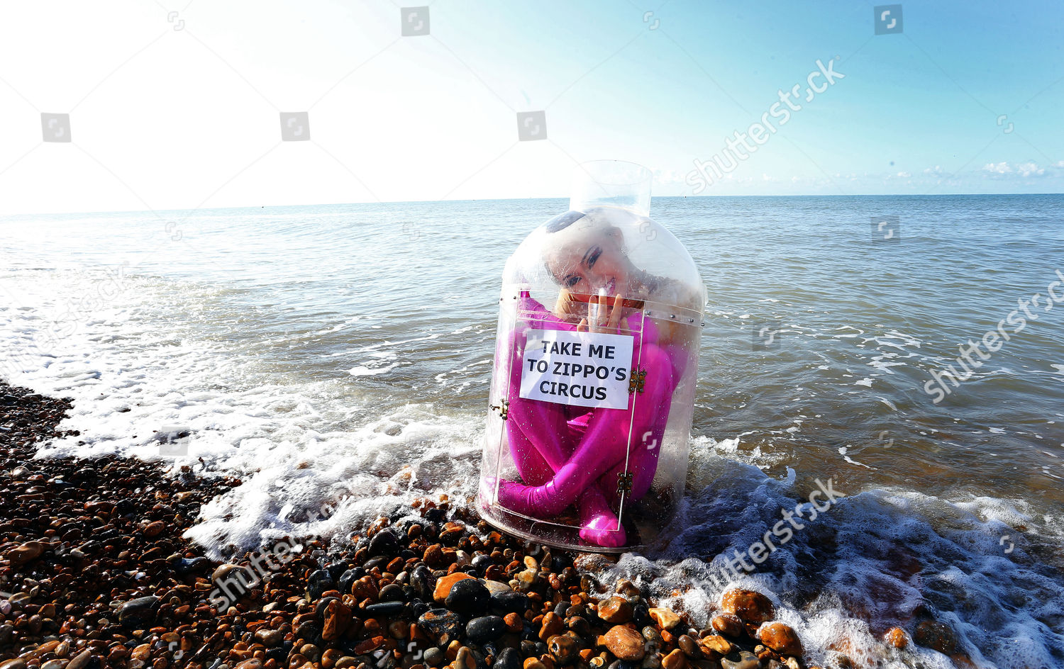 Contortionist Odka Washes On Brighton Beach Editorial Stock Photo ...