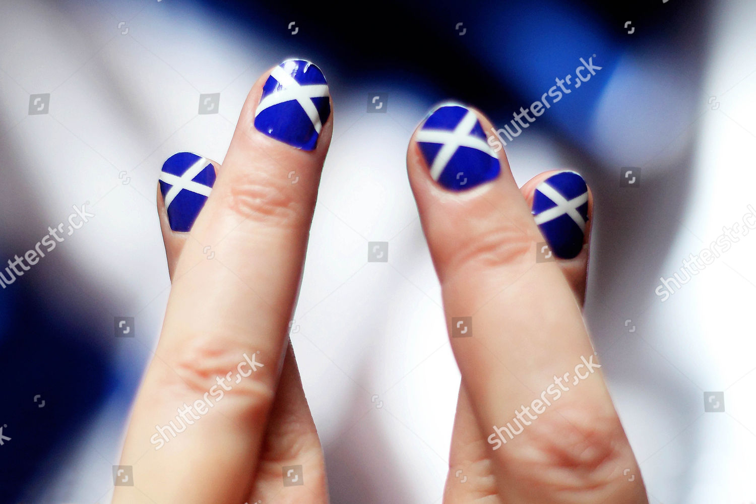 Crossed Fingers Saltire Painted Fingernails Editorial Stock Photo ...