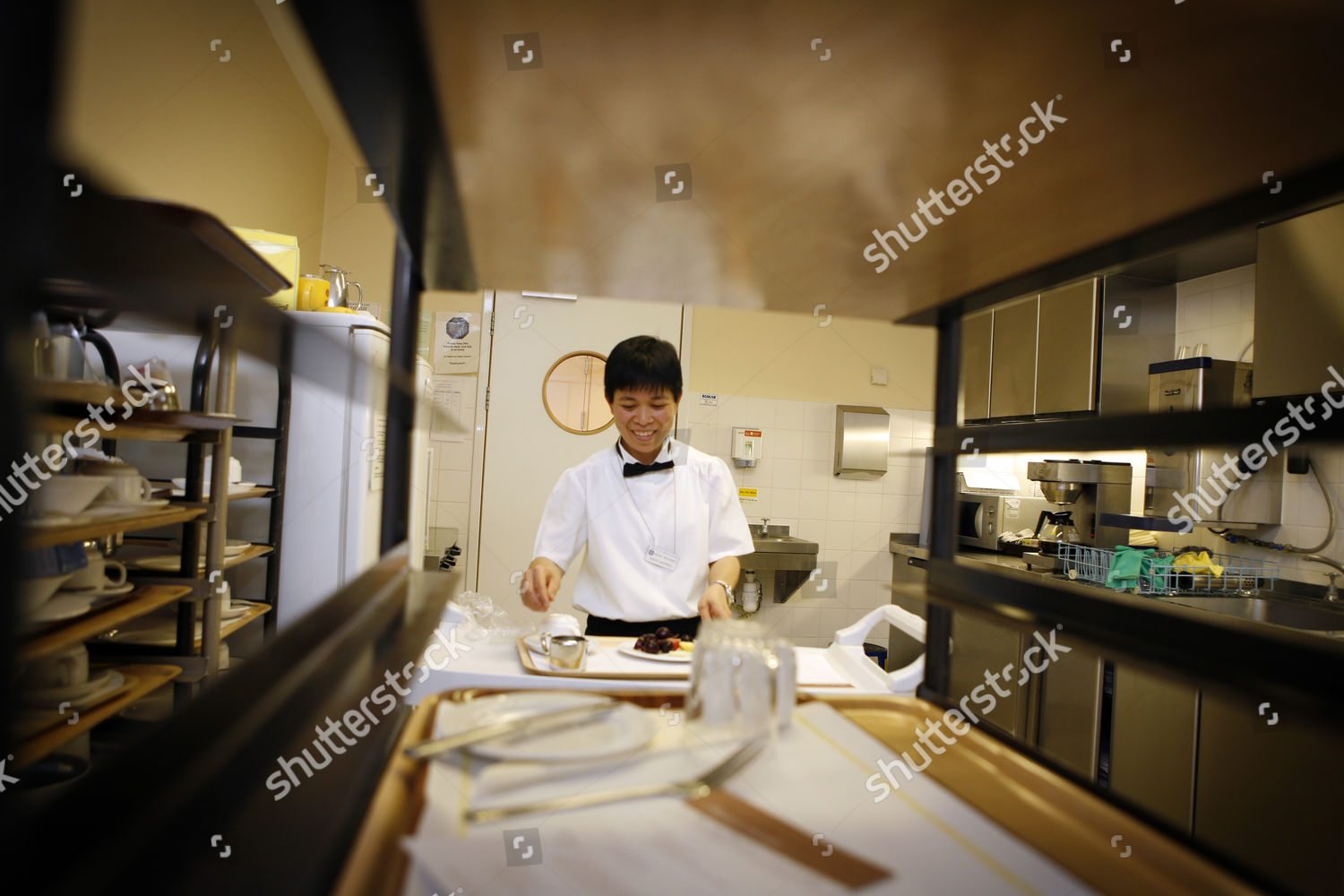 Waiter Prepares Trays Food Hospital Patients Editorial Stock Photo ...