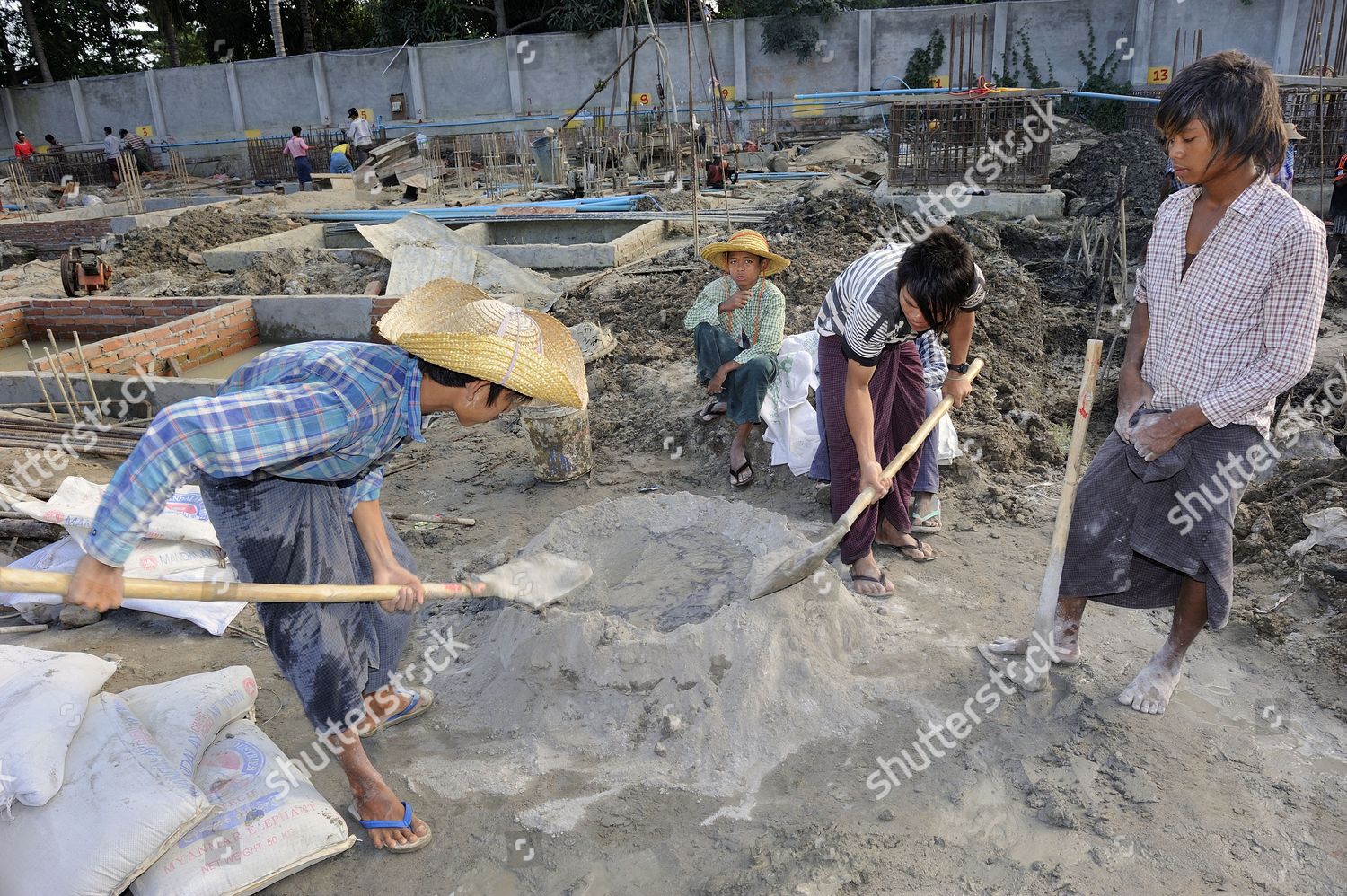 Children Teenagers Mix Concrete On High Editorial Stock Photo - Stock ...